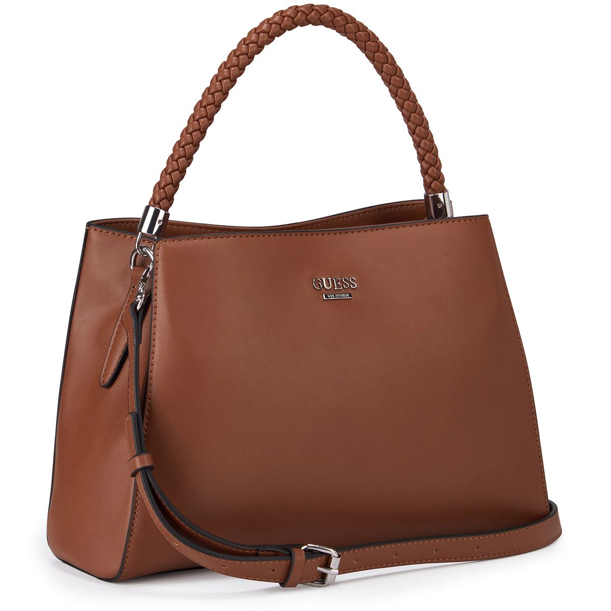 Bolsa GUESS FACTORY estilo Satchel color CAFÉ modelo LE860705