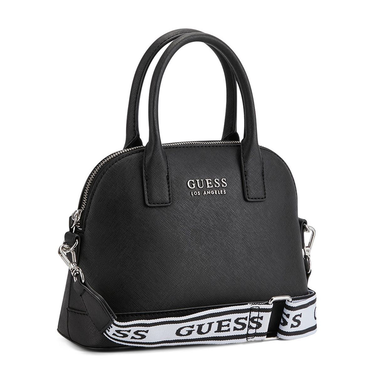 Bolsa Guess Factory Estilo Small Satchel En Color Negro Modelo Sf885905-Bla