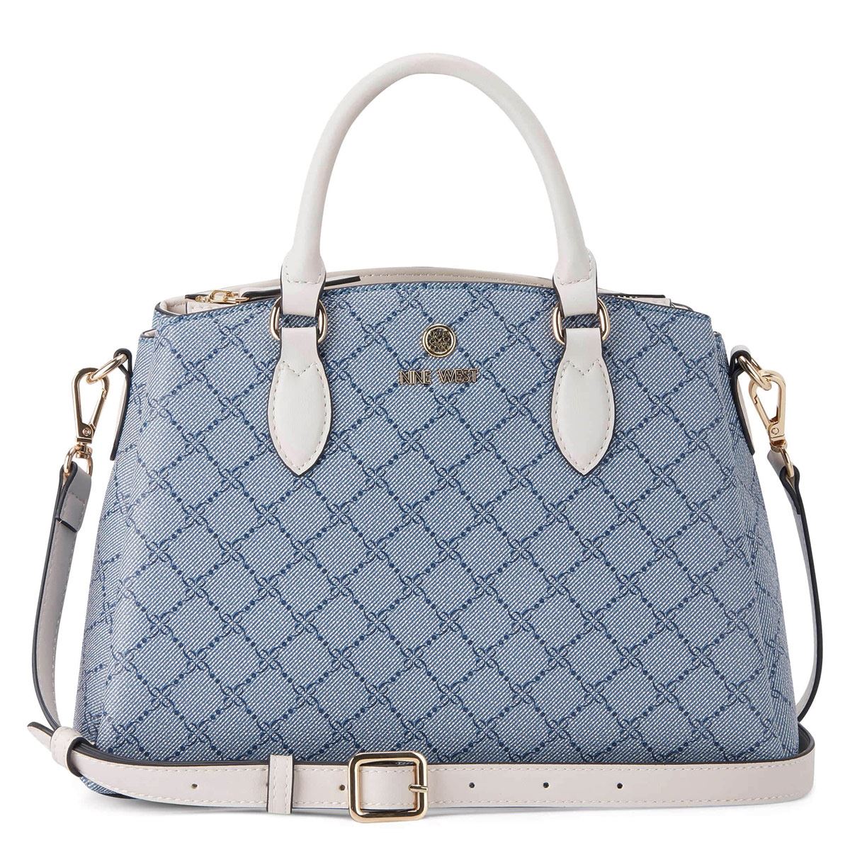 Bolsa satchel Nine West color Azul/Multicolor Modelo NGG127705