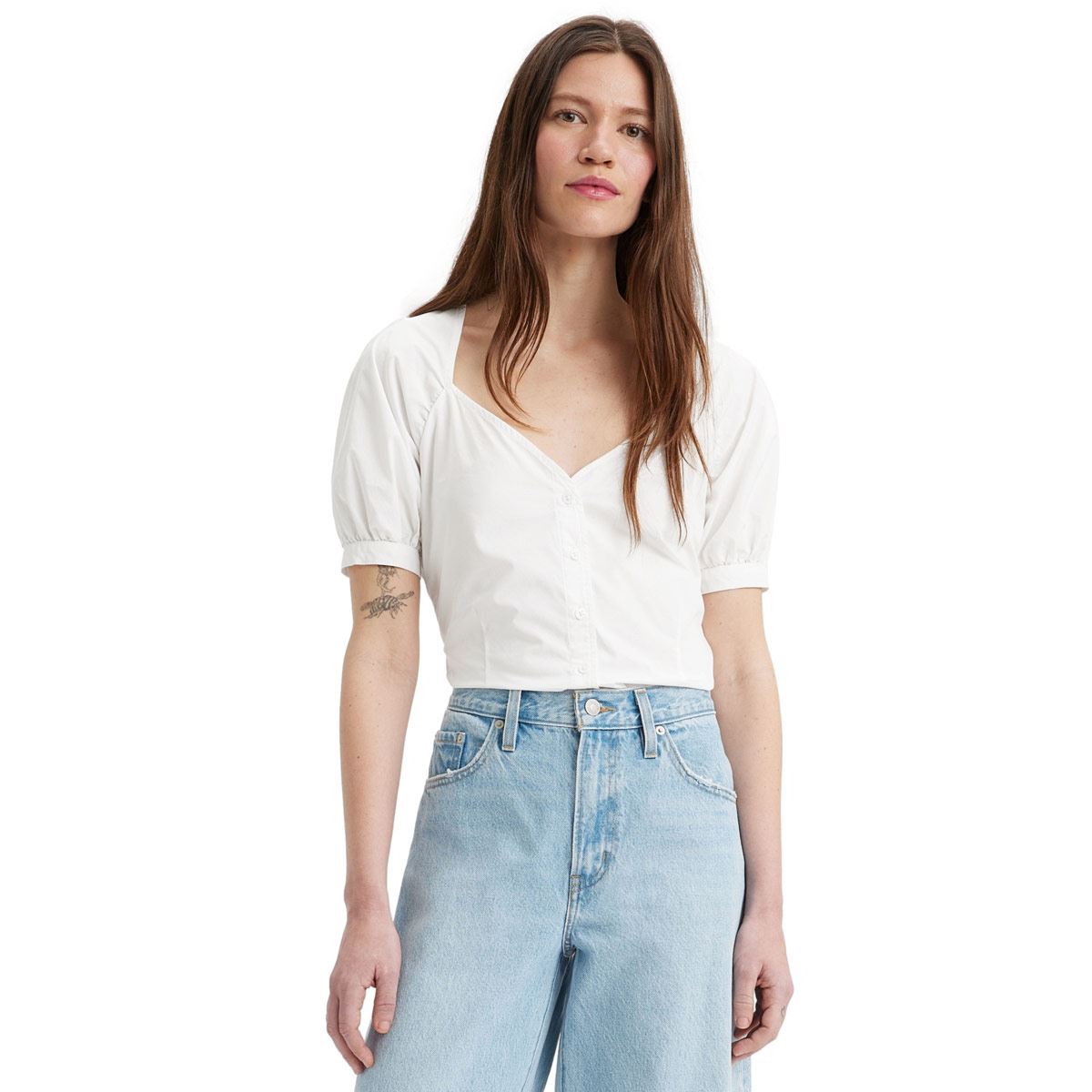 Blusa Levi's® Talla XCH Blanca Cuello V