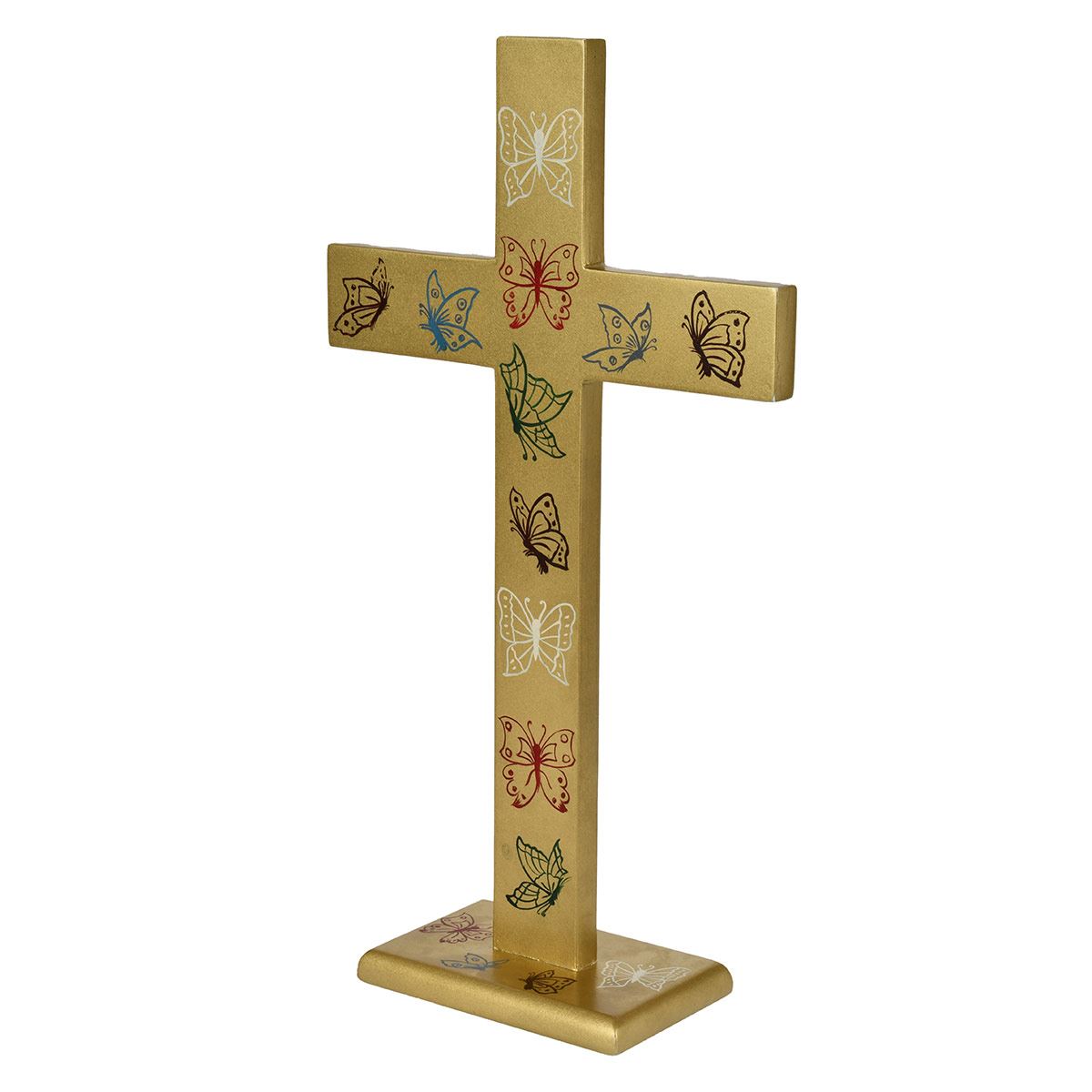 Cruz Base Dorada Mariposa