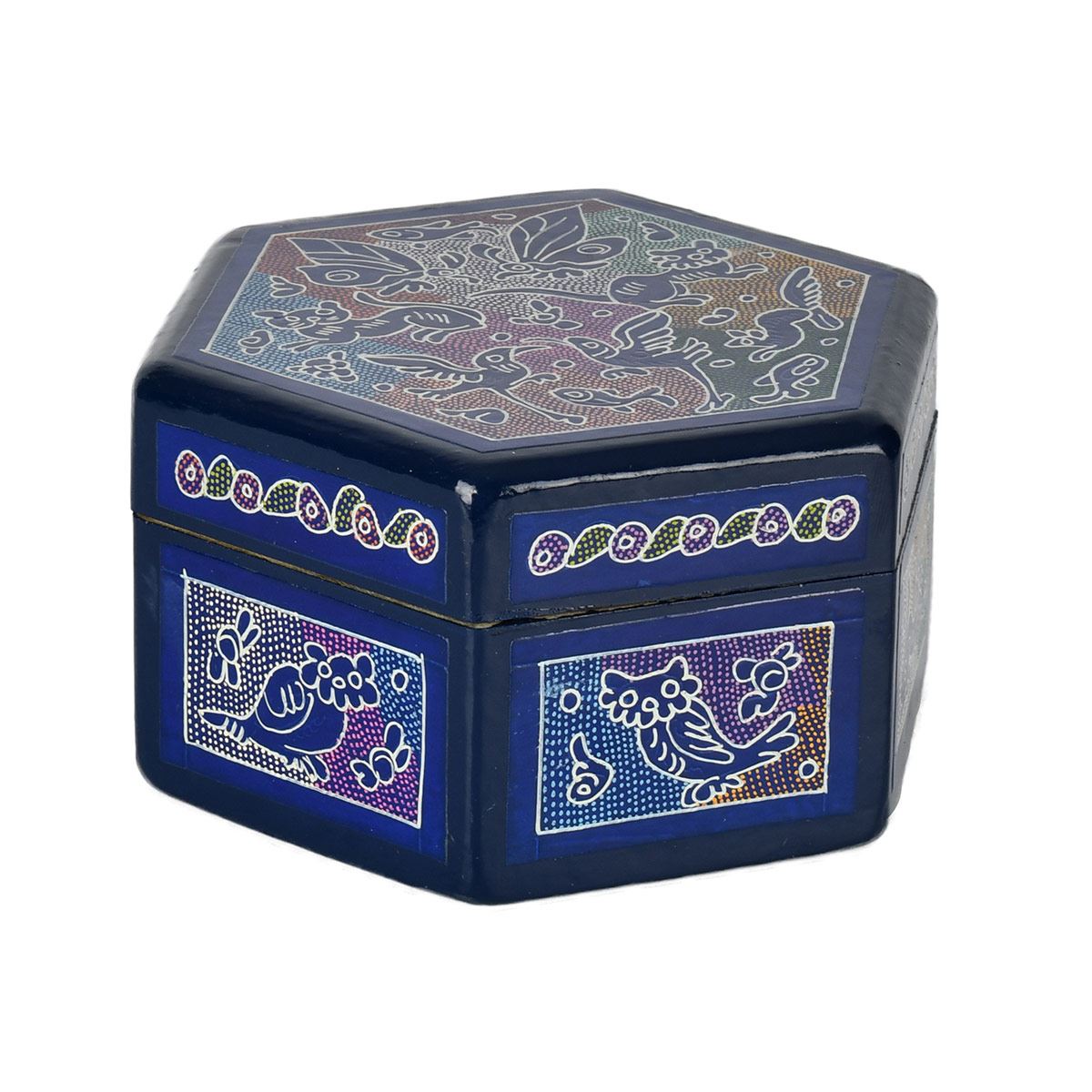 Caja hexagonal azul fuerte