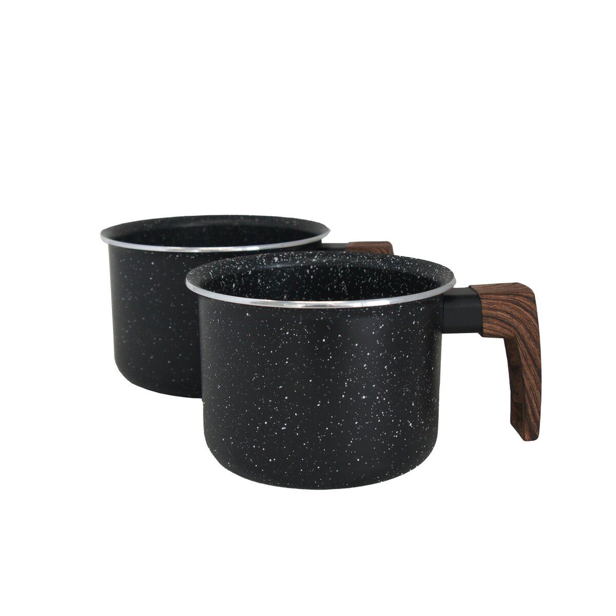 Set De Pocillos De Mármol Negro Madera De 2 Piezas