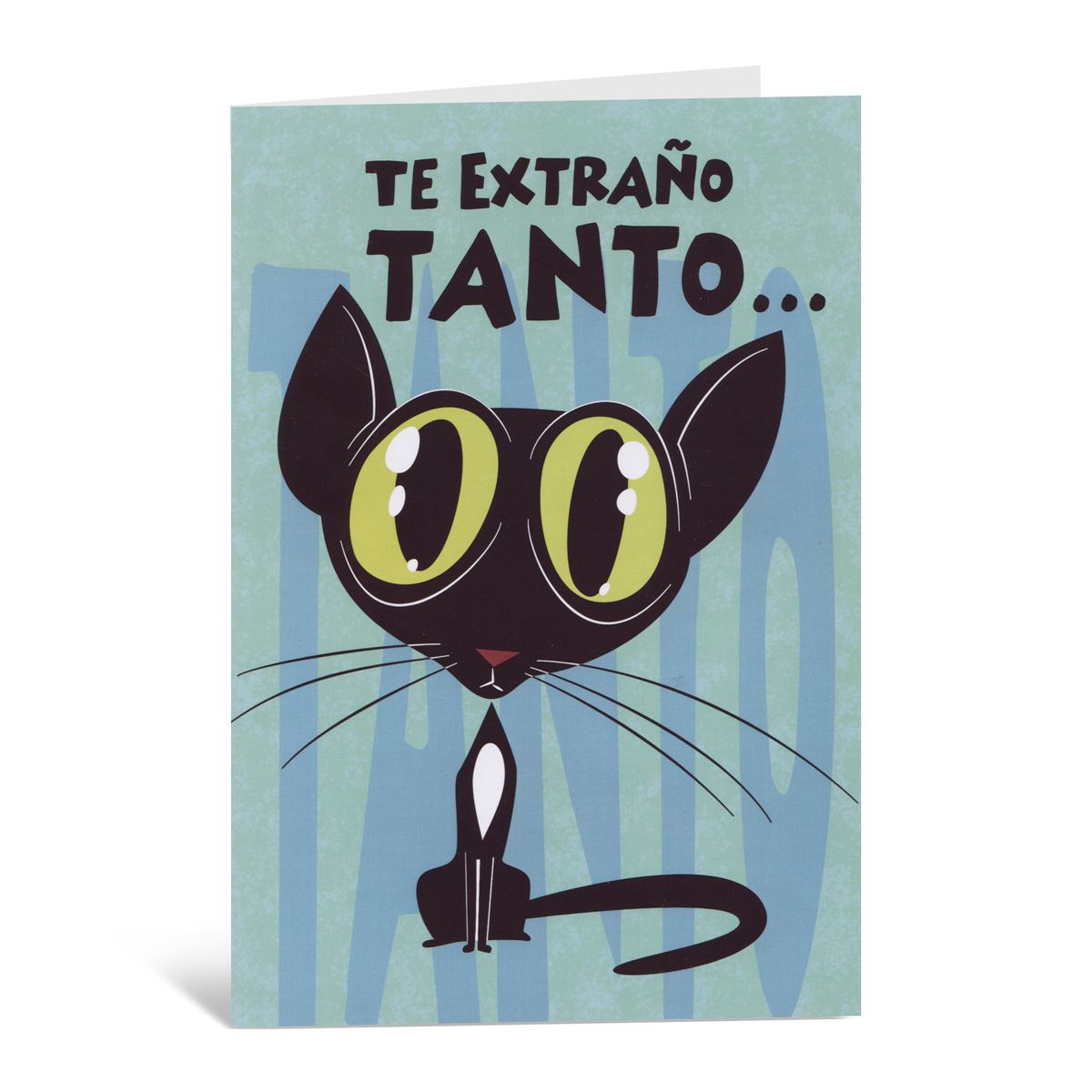Tarjeta Te Extraño Gatito Negro Con Ojos Tiernos