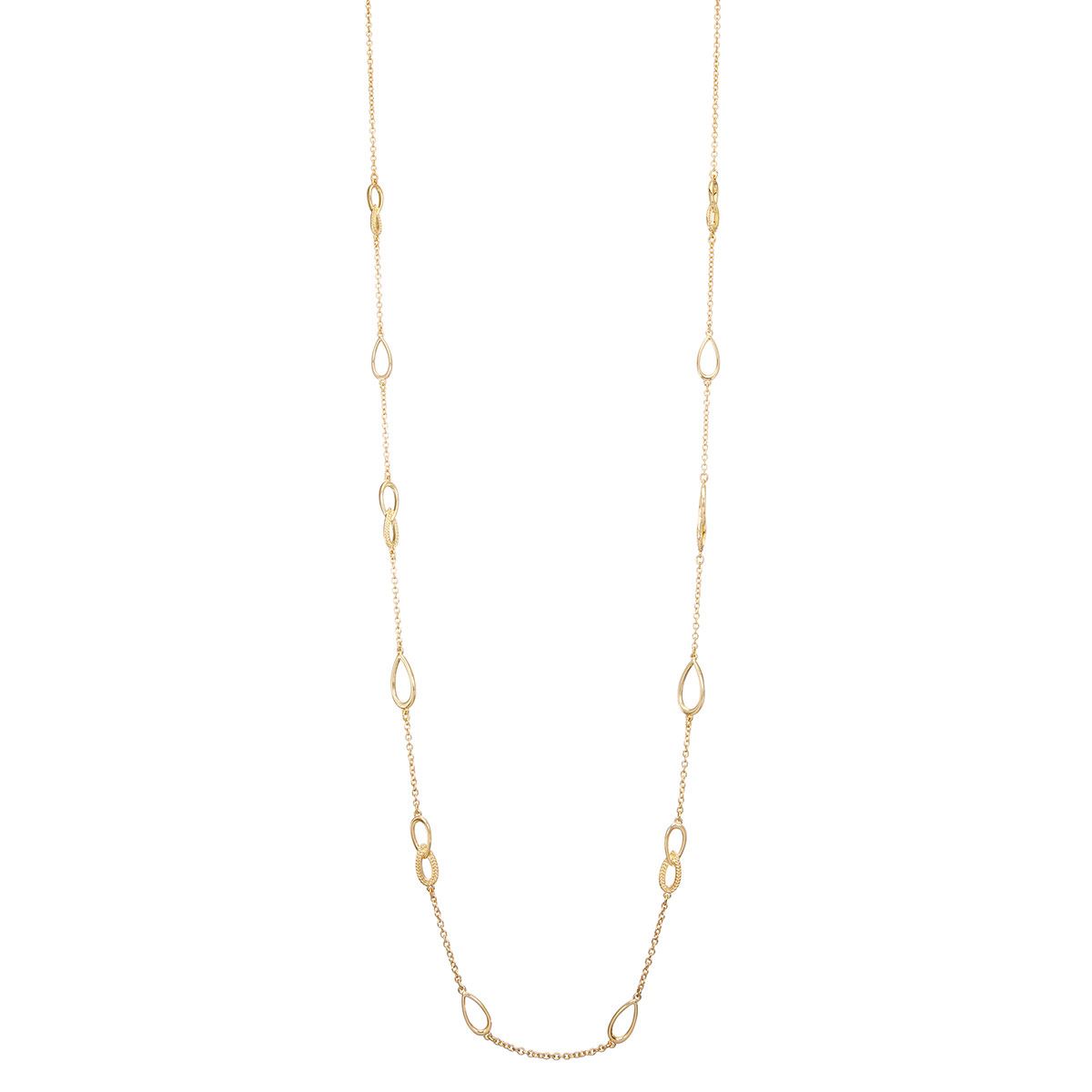 Collar Color Dorado, Tipo Largo Con Detalles De Óvalos