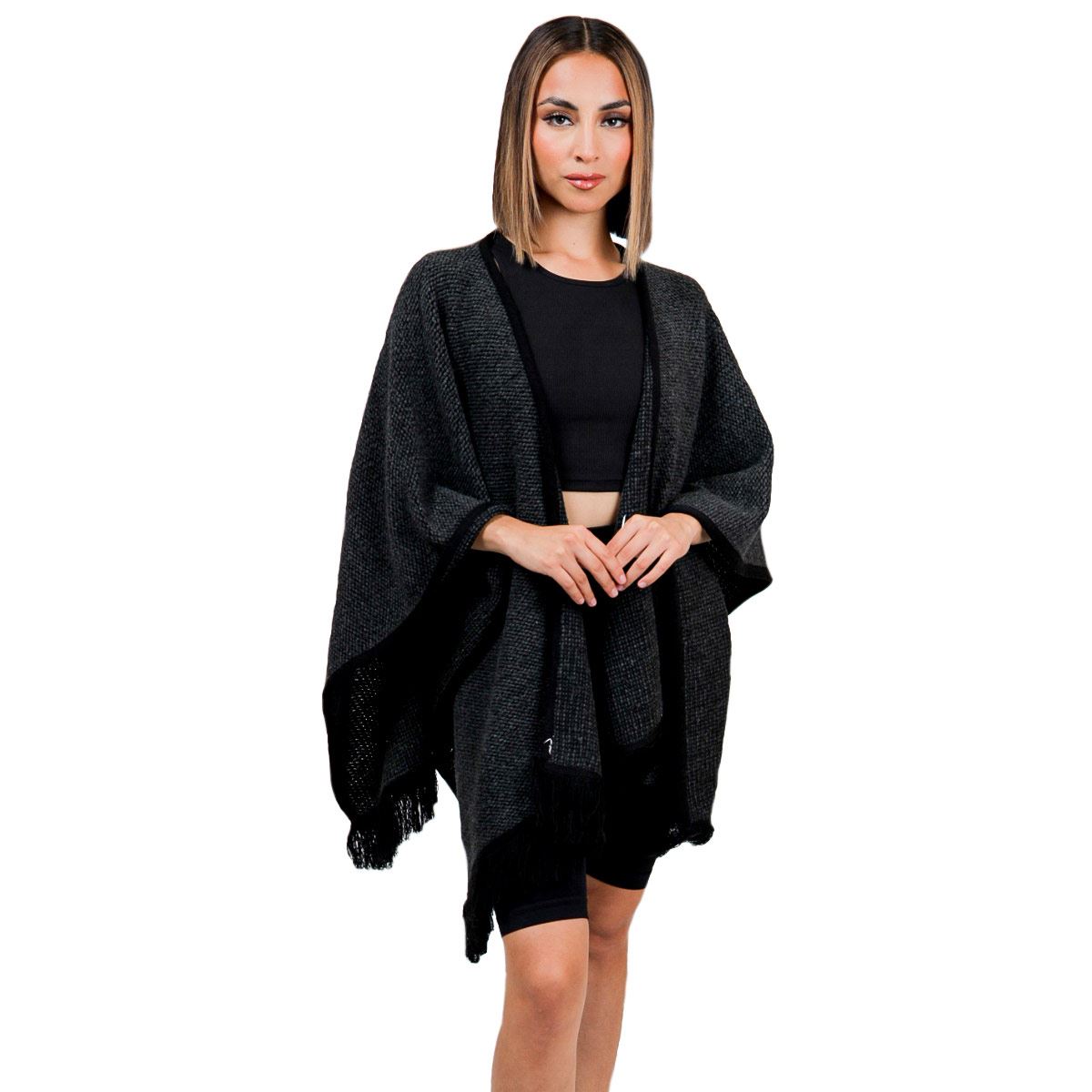 Capa Zuio flecos negro para mujer M