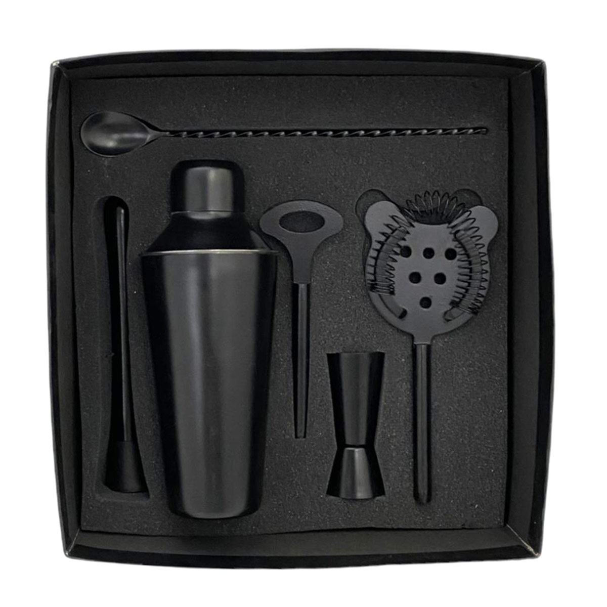 Set Bar Negro Humo Con 6 Accesorios