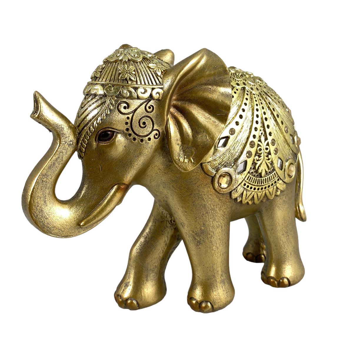 Figura Decorativa Elefante Chico trompa Dorada