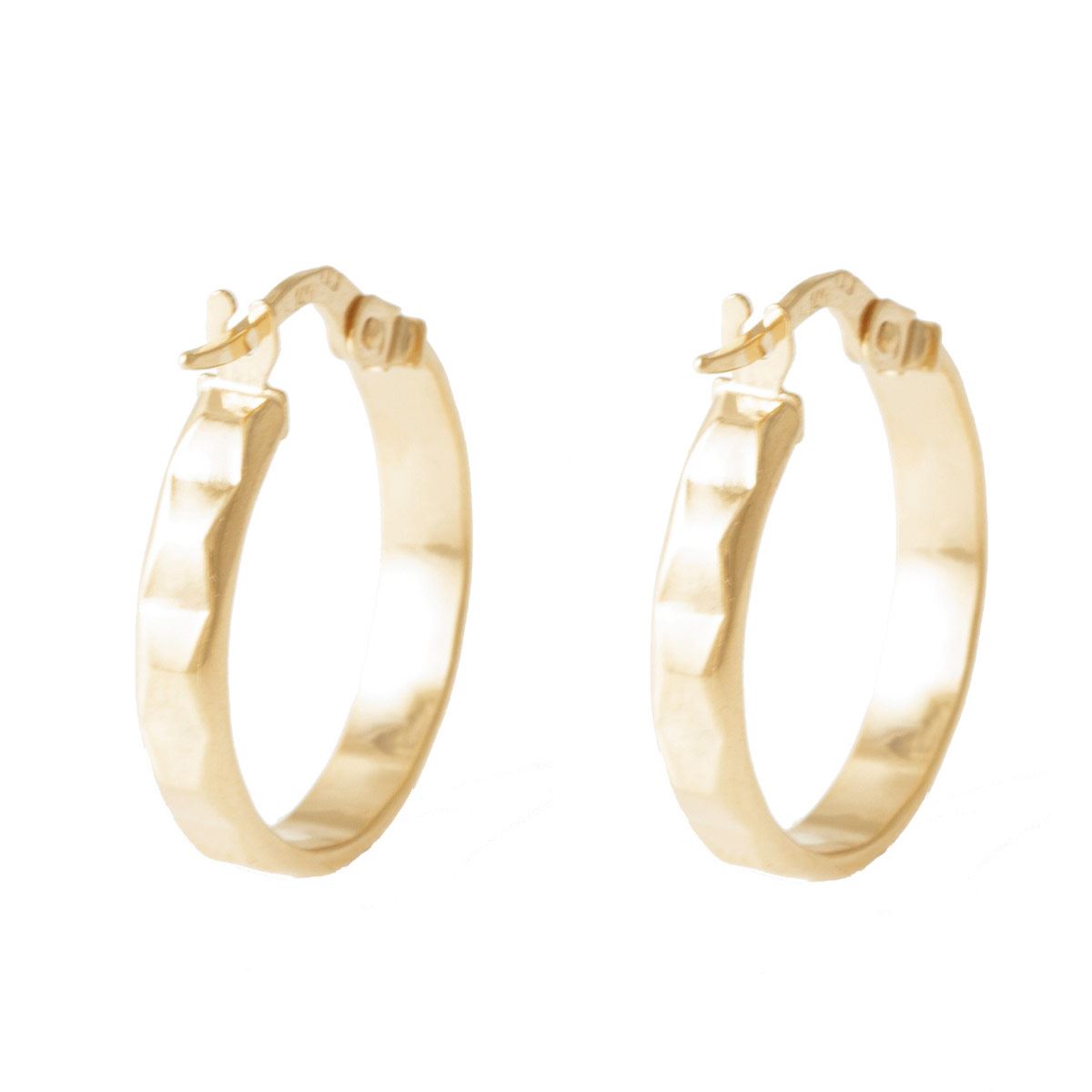 Arracadas Amartilladas 15 Mm, Oro 14k, Sini