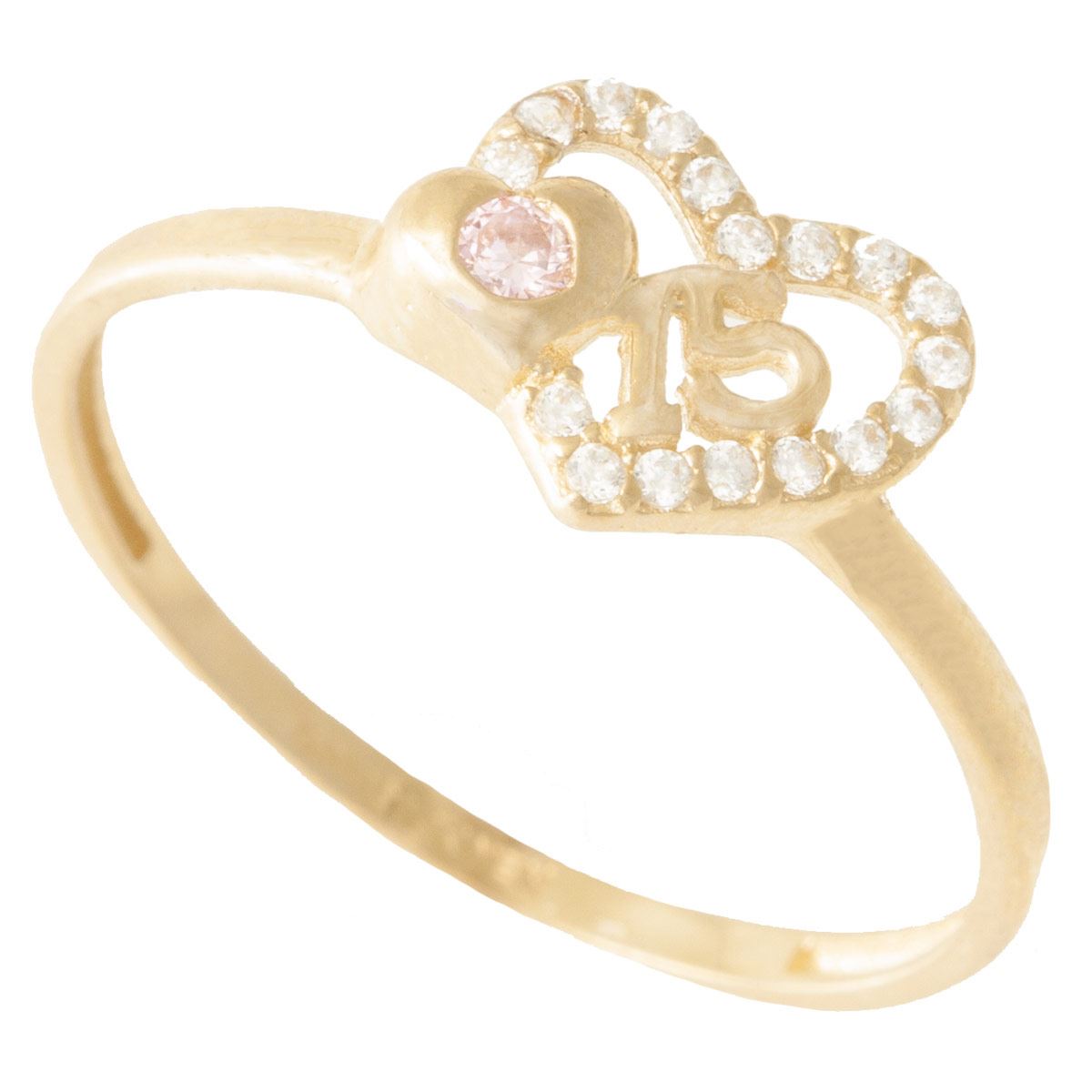 Anillo 15 Años con Corazón Oro 14K Sini