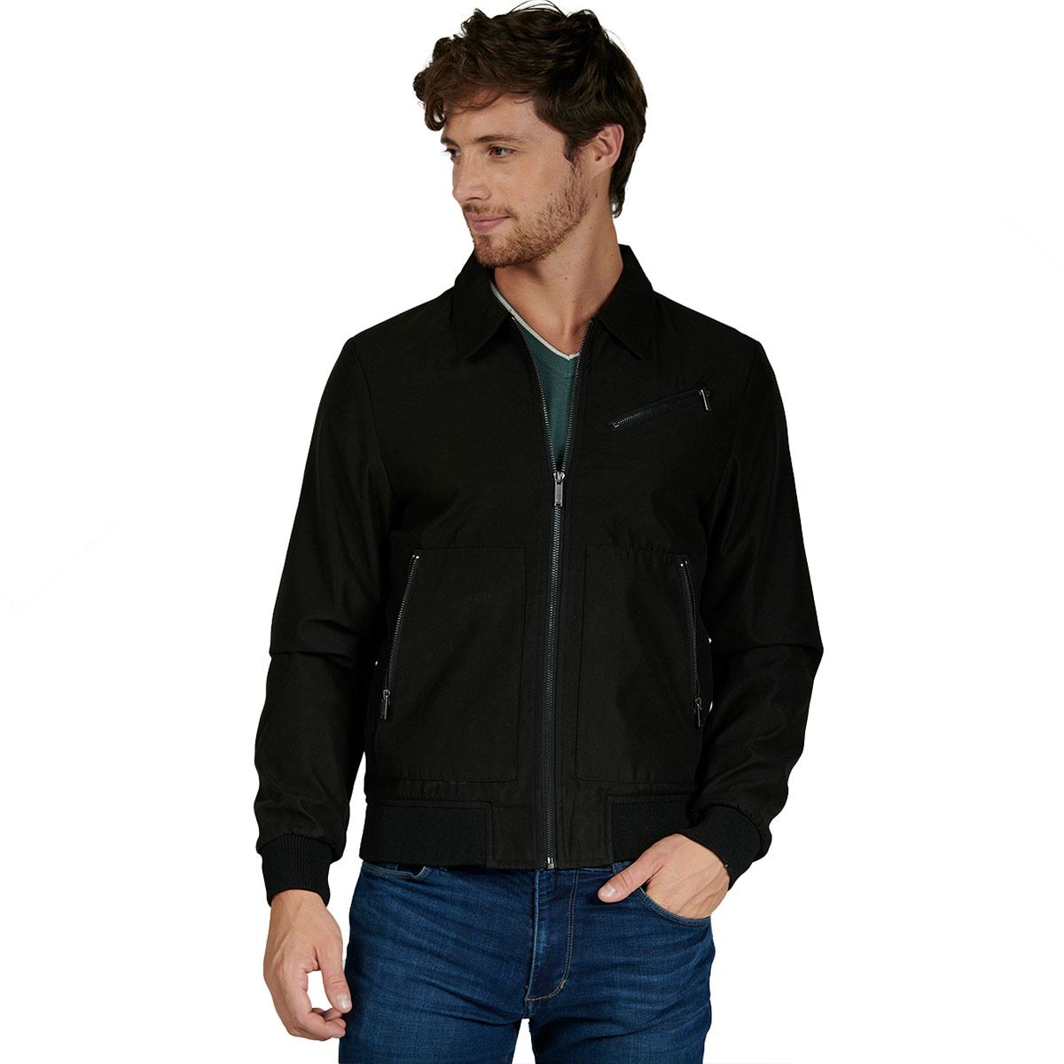Chamarra para caballero Generra 228405 color negro talla extra-grande