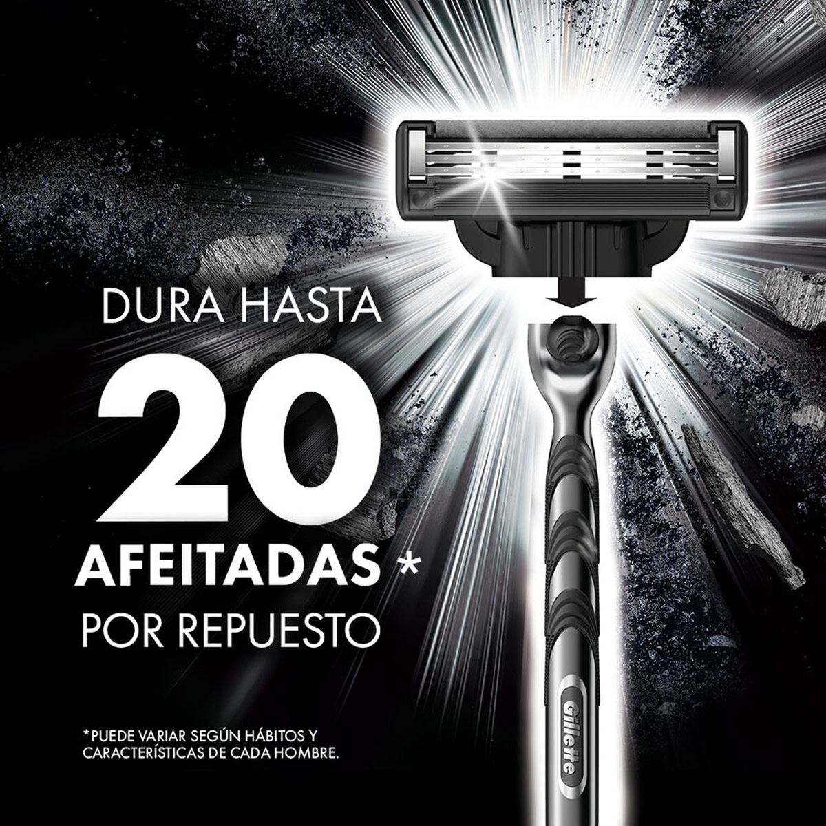 Gillette Mach3 Carbono Repuesto para Rastrillo de Afeitar con Carbón ...