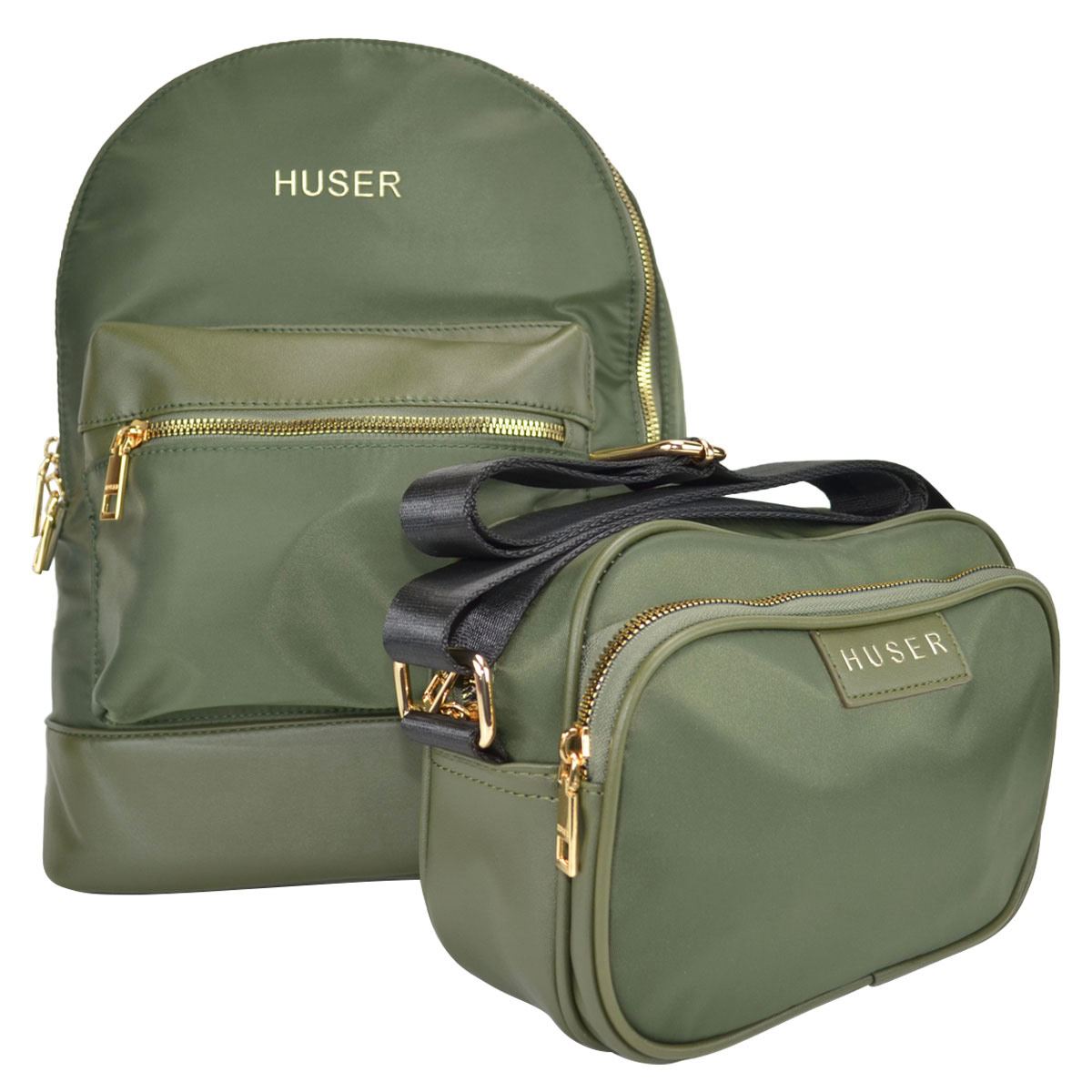 Bolsa Huser Tipo BackPack color verde con bolsa crossbody Mod. BF22 ...