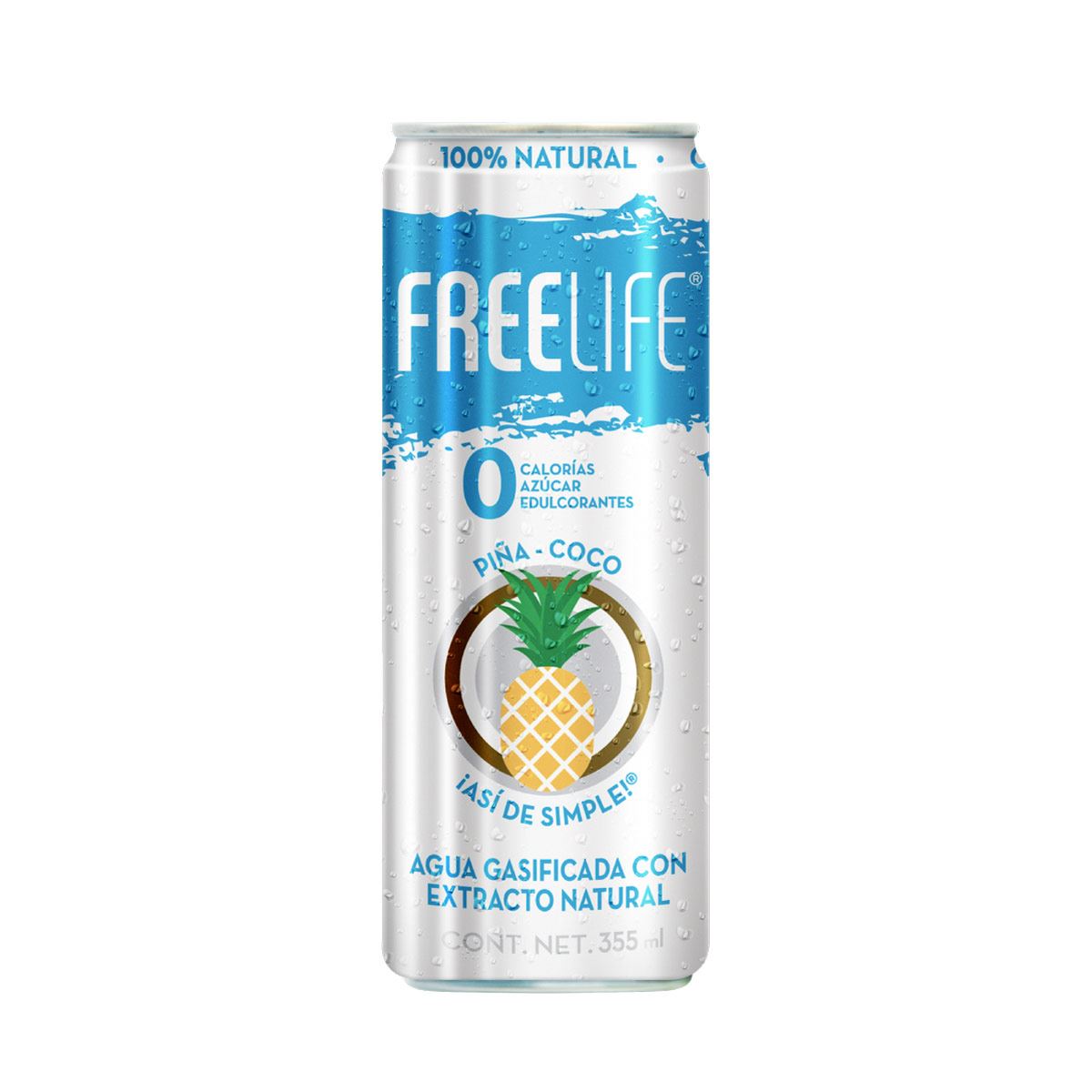 Agua Gasificada con extracto de fruta 100% natural de Piña Coco