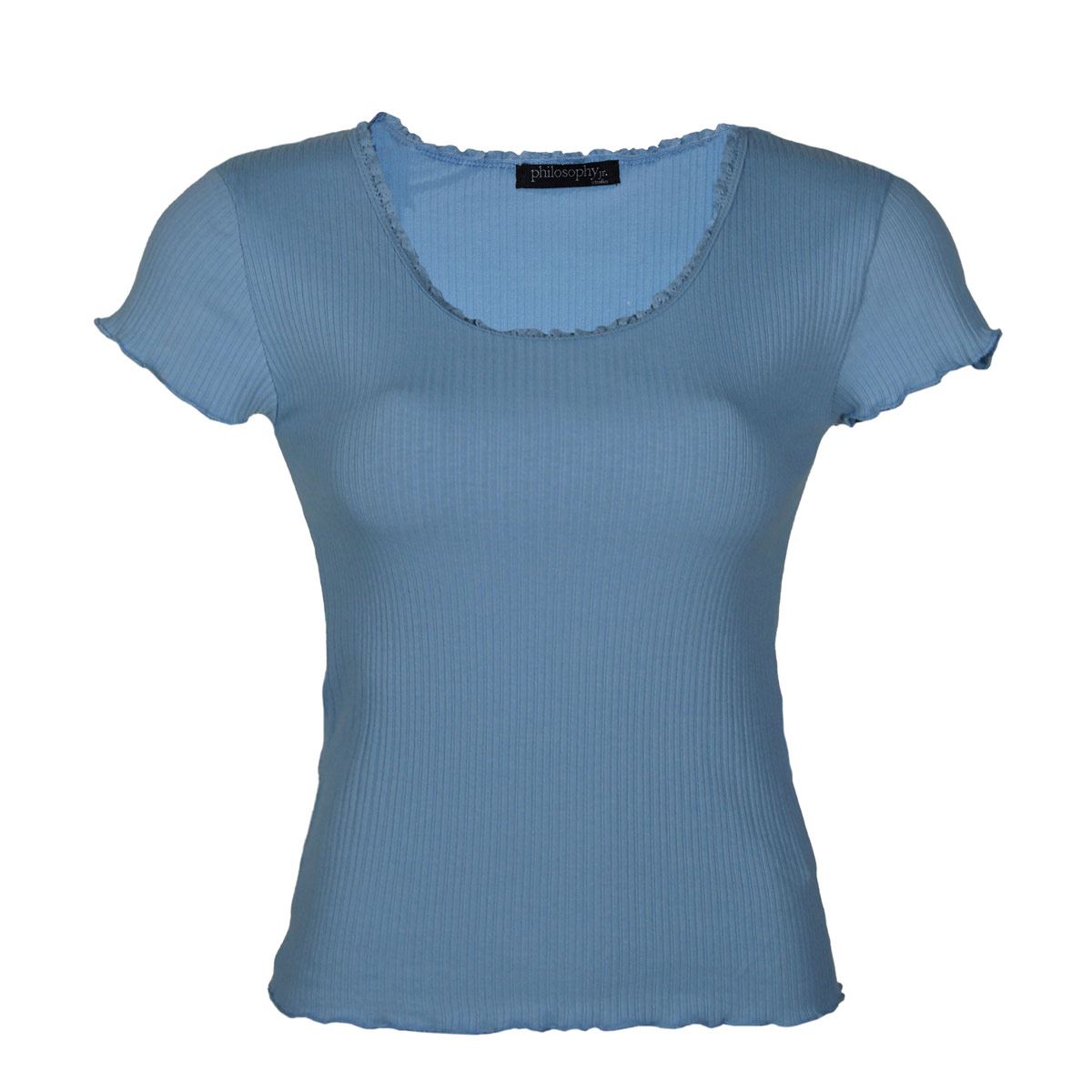 Playera acanalada Philosophy Jr talla chica color azul claro modelo 72192n