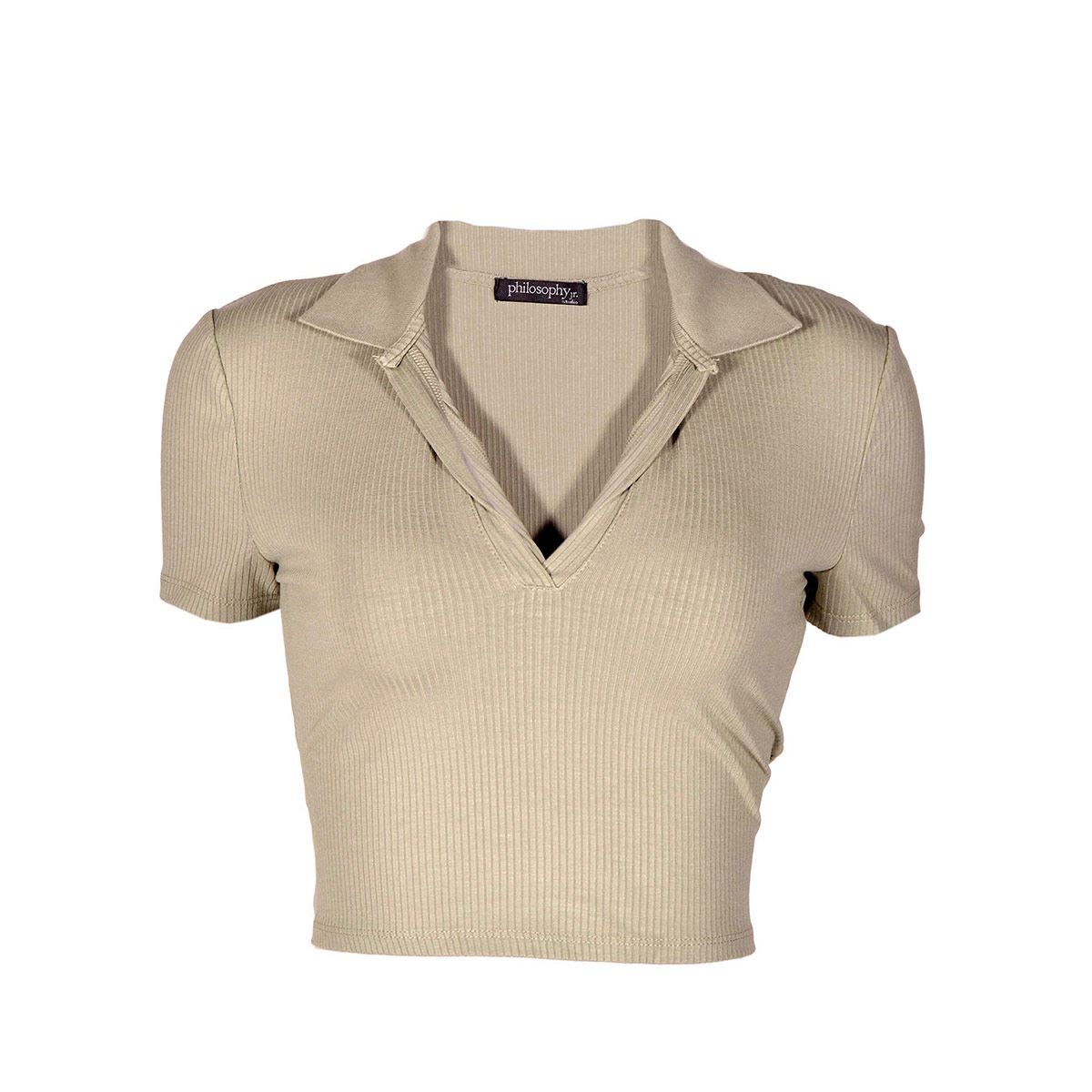 Playera corta Philosophy jr talla chica color cafe claro modelo 10084TH