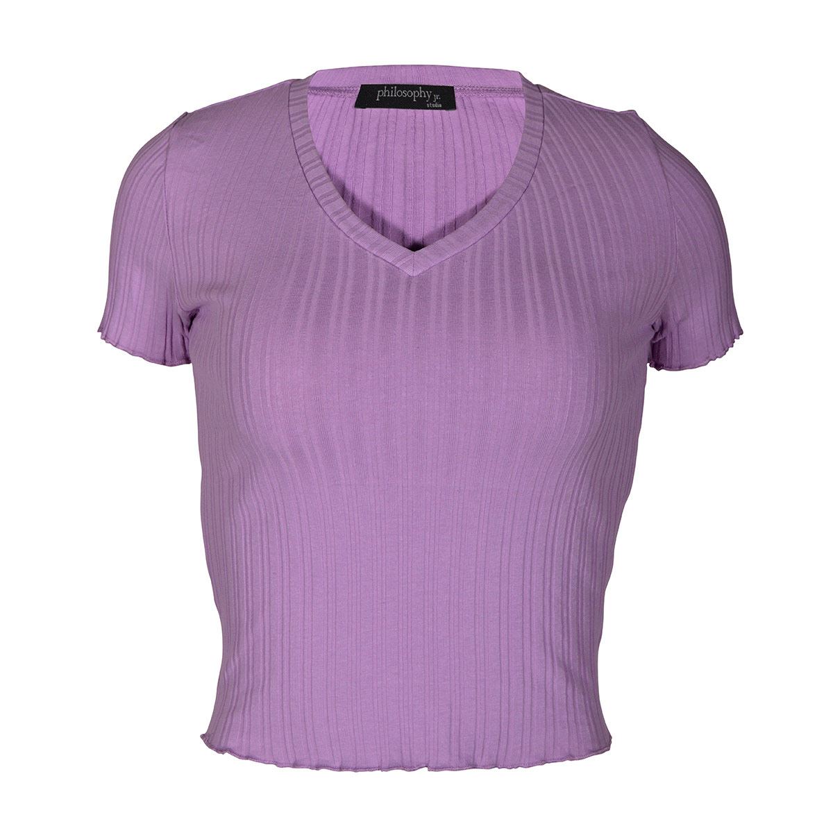 Playera acanalada Philosophy Jr talla mediana color morado claro modelo ...