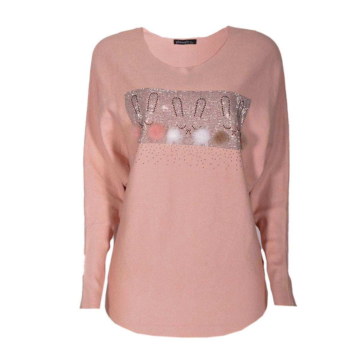 Sweater con conejos Philosophy jr talla UNITALLA color rosa modelo HH3104