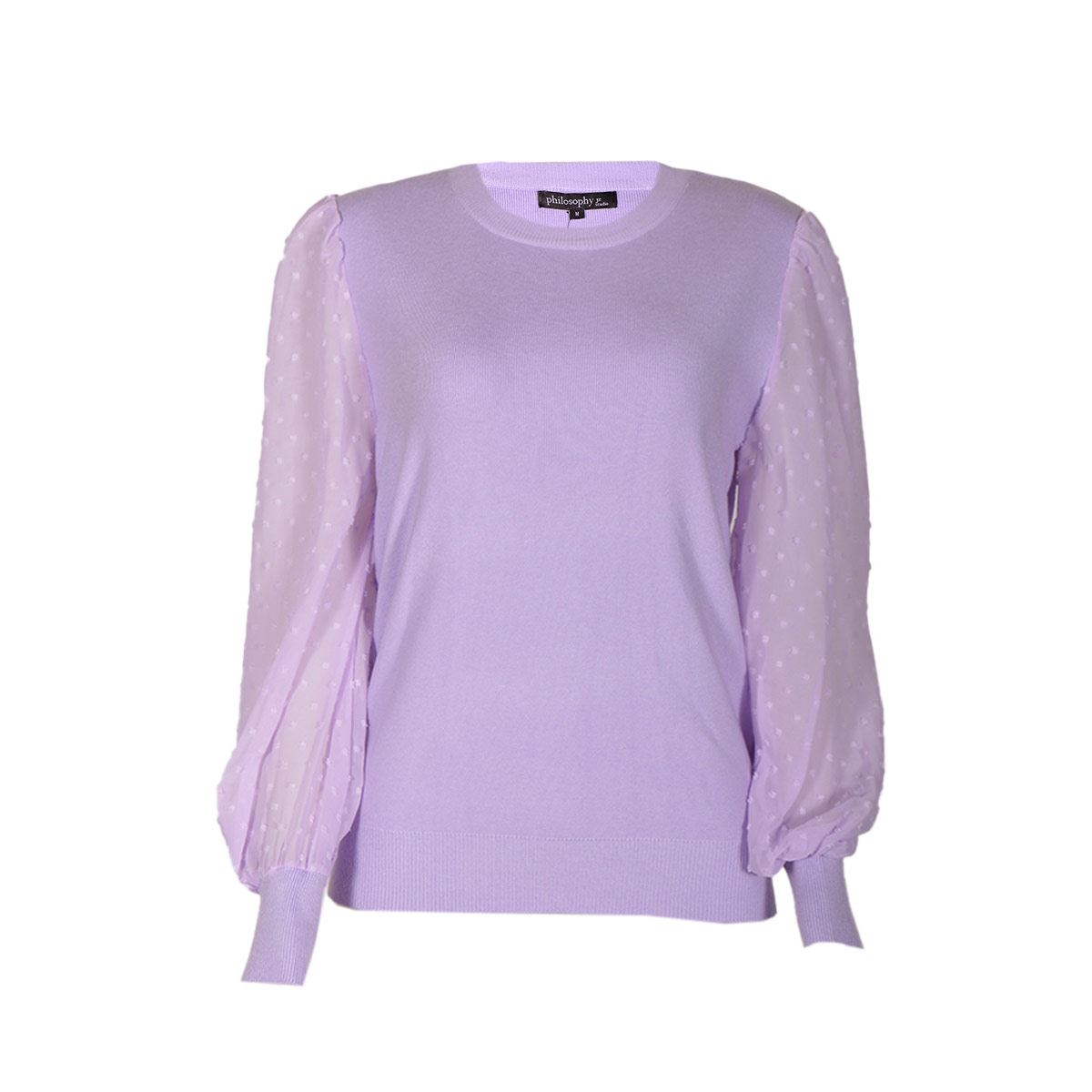 Suéter combinado talla grande color morado claro modelo hh707