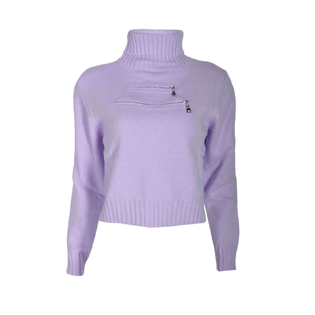 Suéter con cierres Philosophy talla chica color morado claro modelo tq22710