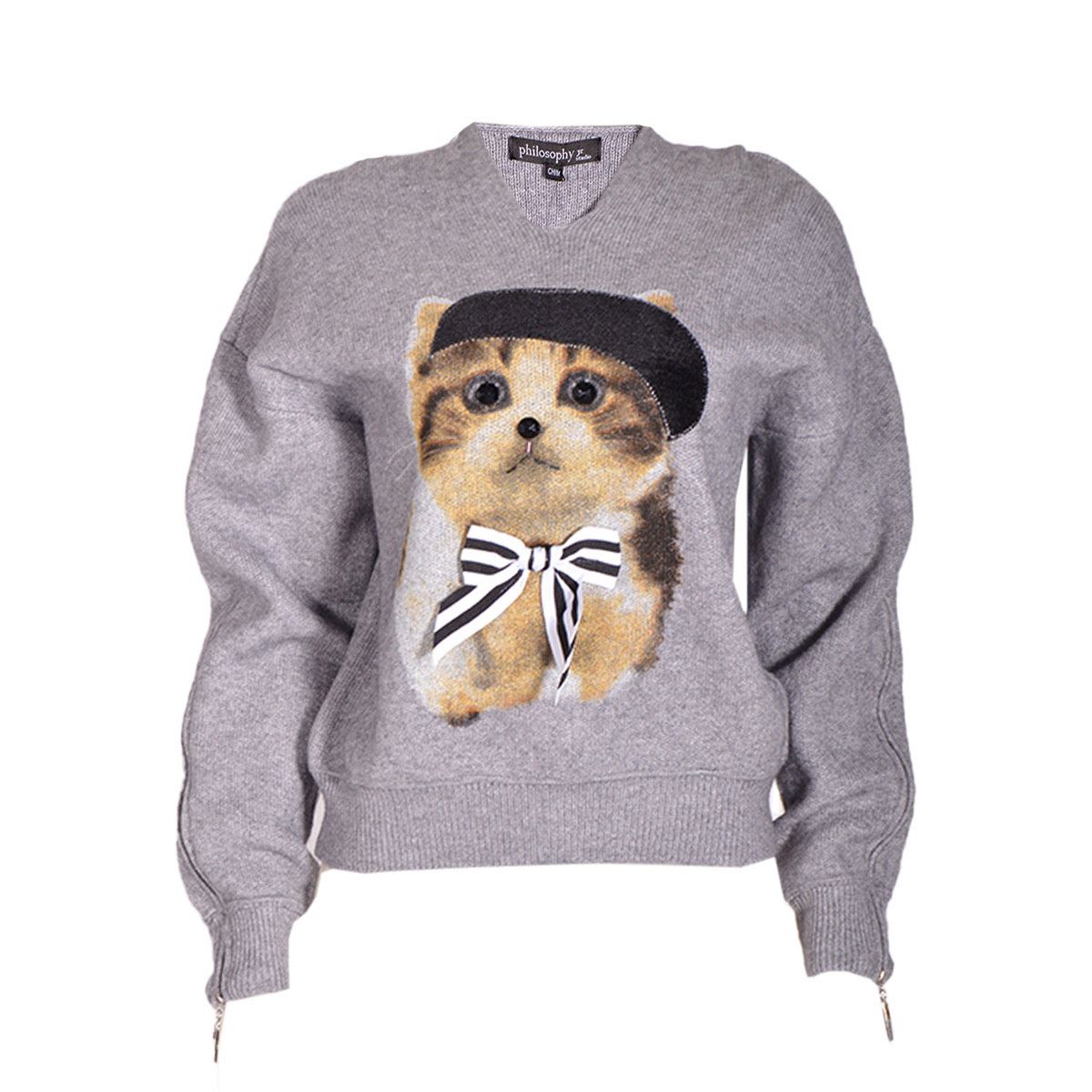 Suéter estampado Philosophy Jr talla mediana grande color gris modelo ...