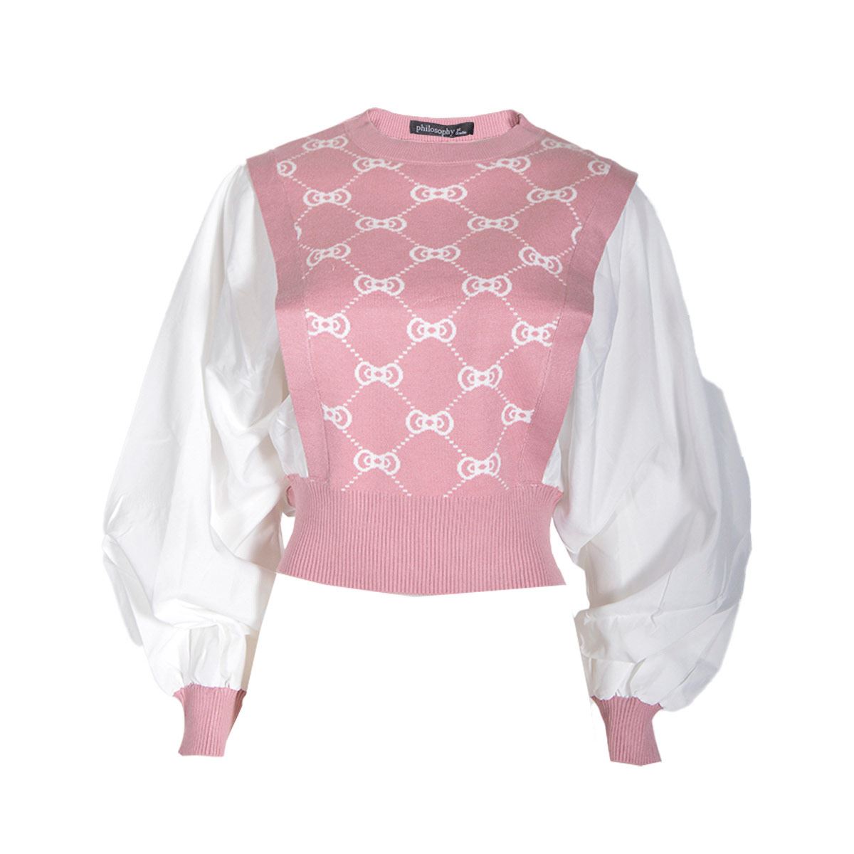 Suéter estampado Philosophy unitalla color rosa combinado modelo HH12164