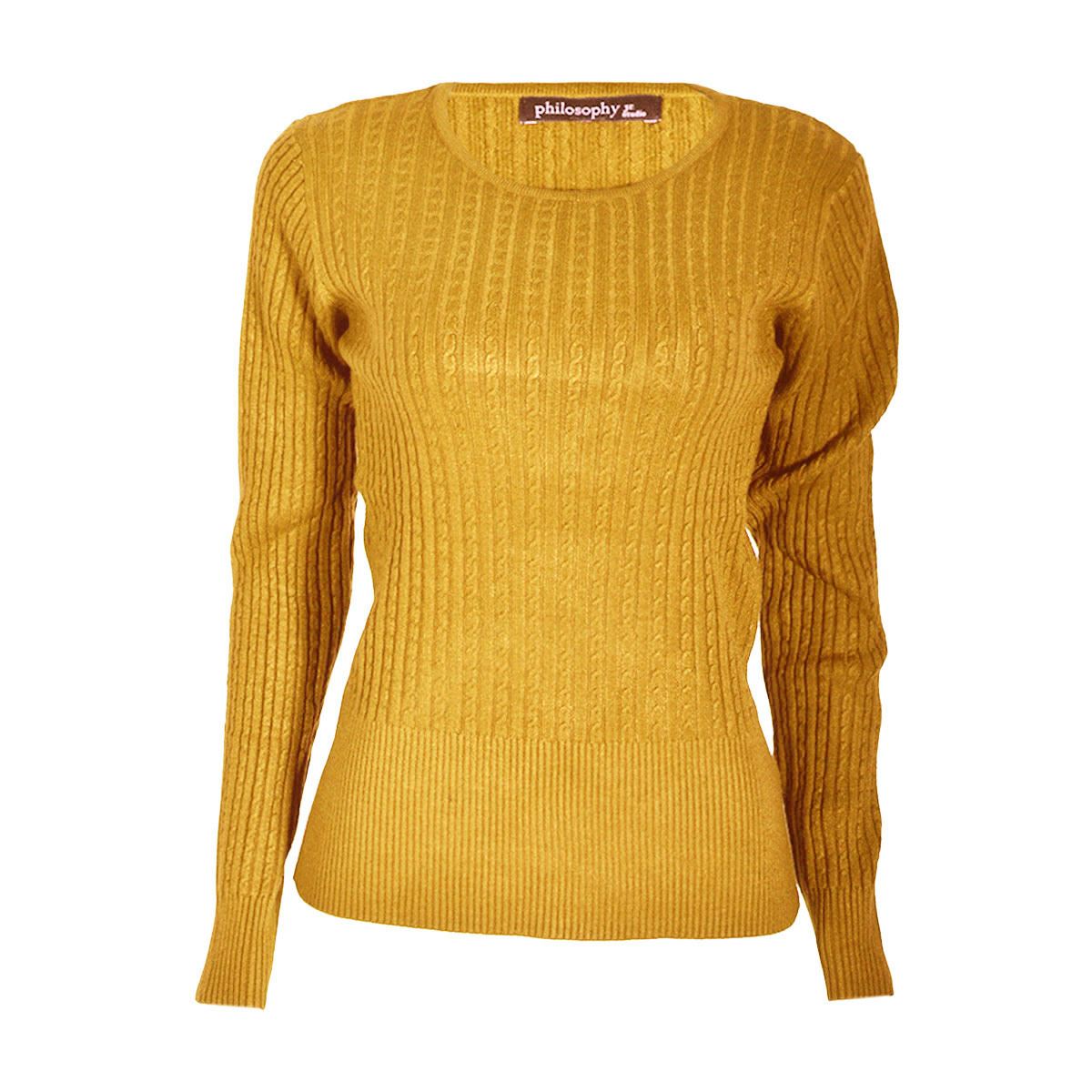 Suéter liso tipo brocado con detalle de cadena y cuello redondo ...