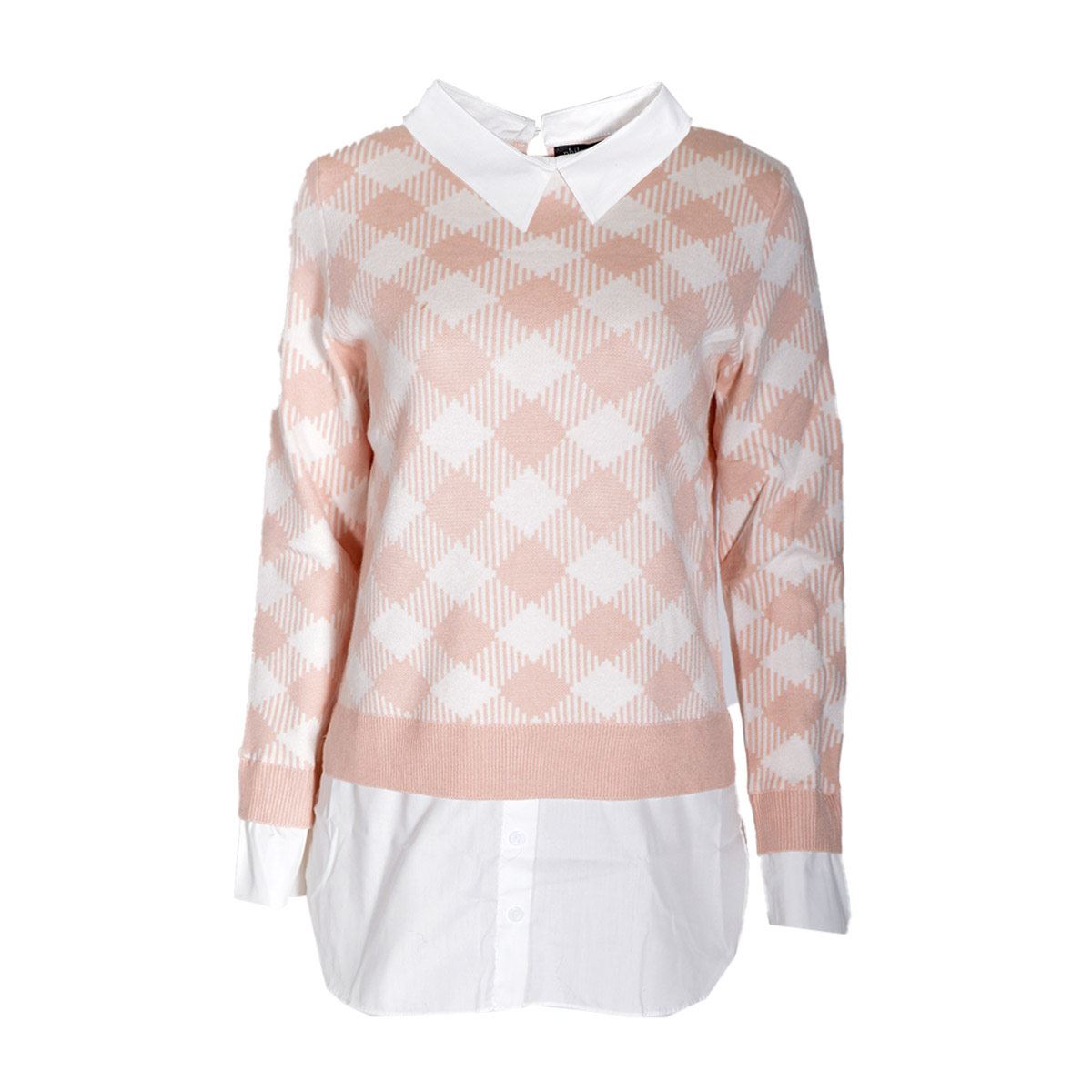 Suéter estampado Philosophy talla grande color rosa combinado modelo HH346