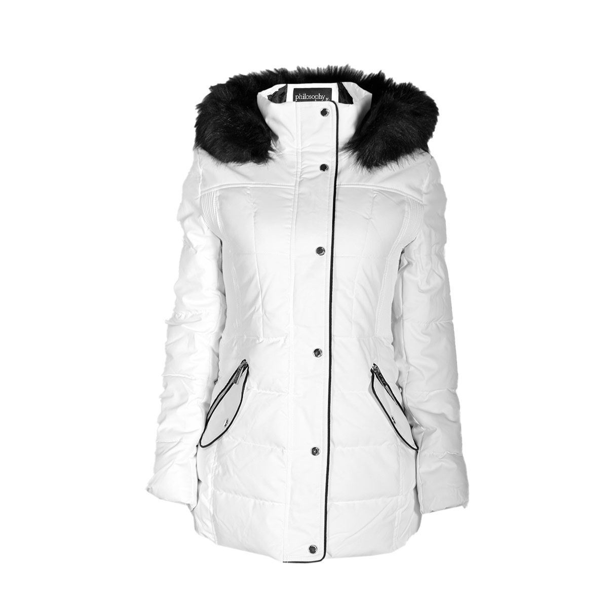 Chamarra con capucha Philosophy talla grande color blanco modelo LJN3618