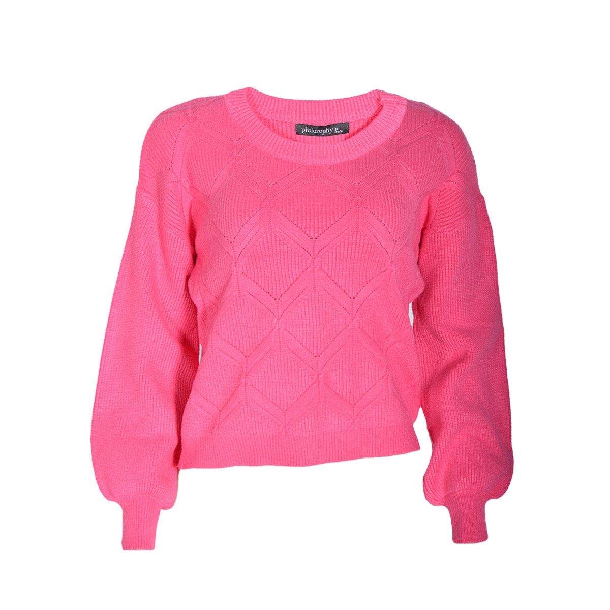 Suéter brocado Philosophy talla grande color rosa obscuro modelo HH290