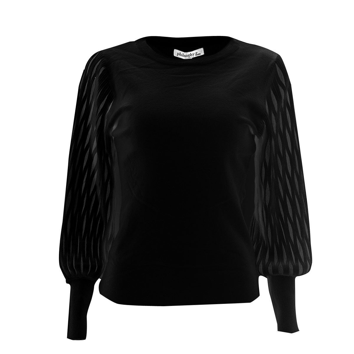 Suéter con encaje Philosophy talla grande color negro modelo hh312