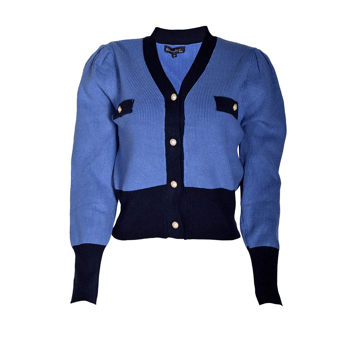 Suéter corto Philosophy talla grande color azul modelo HH11059