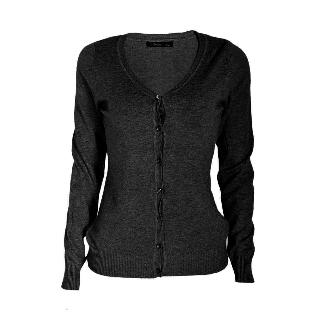 Suéter cárdigan liso con botones Philosophy talla grande color negro ...