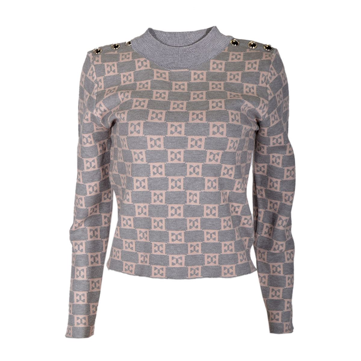 Suéter estampado cuadros Philosophy Jr talla chico color gris combinado ...