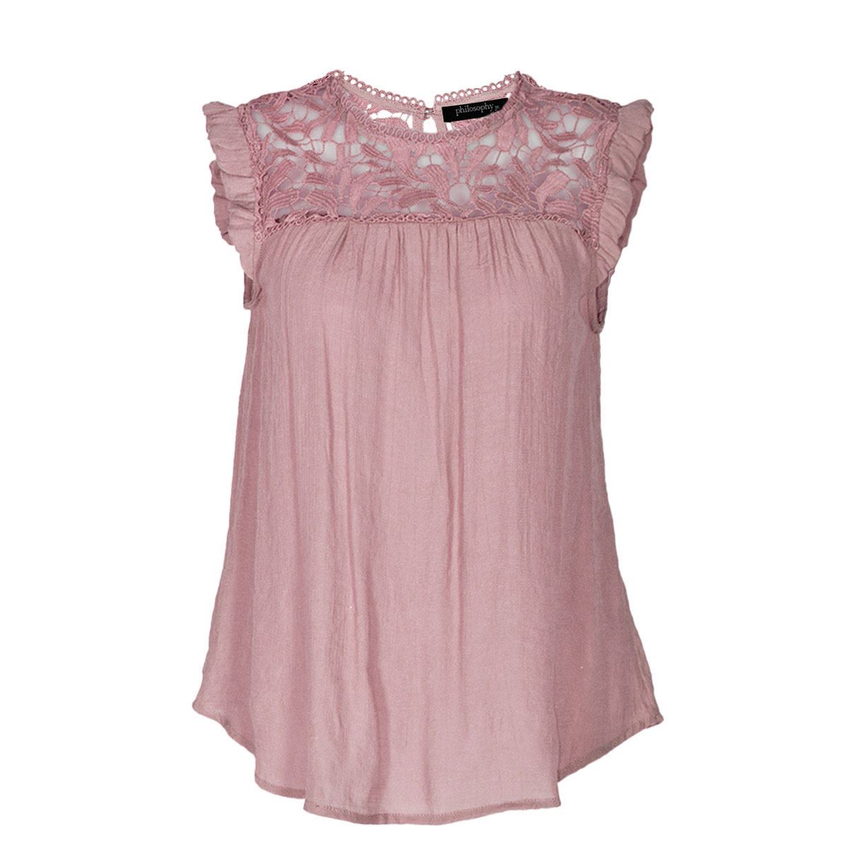 Blusa holgada con encaje Philosophy talla chica color rosa obscuro ...