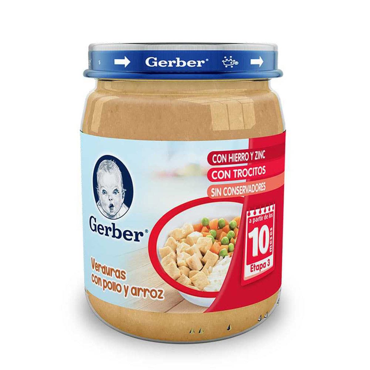 Gerber Tercera Etapa de Verdura Pollo y Arroz 170 Gr