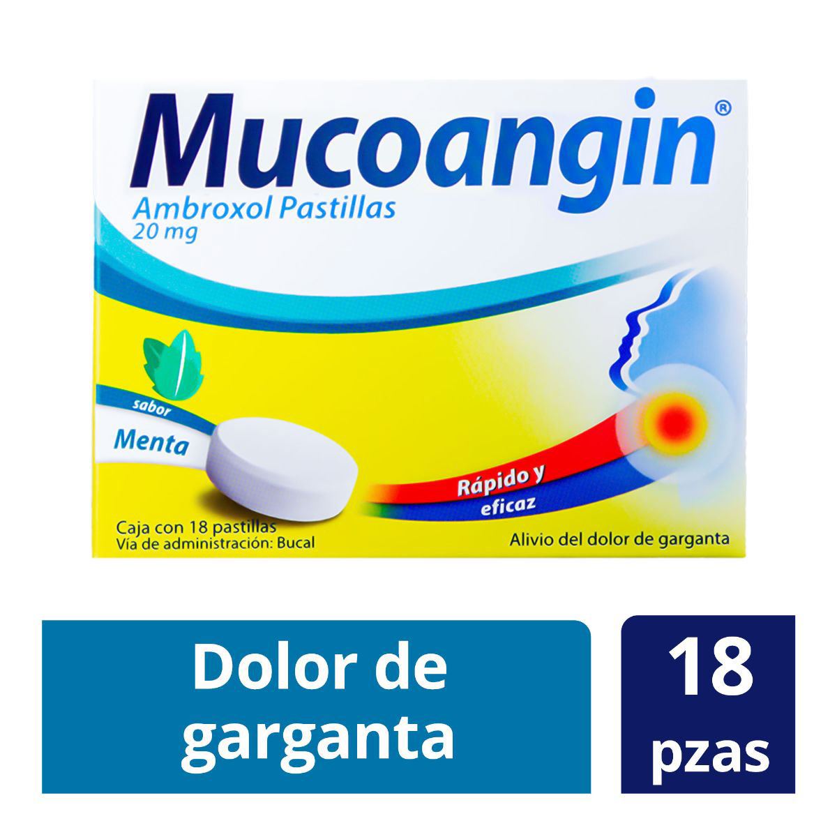 Mucoangin 20 MG Oral Menta 18 pastillas