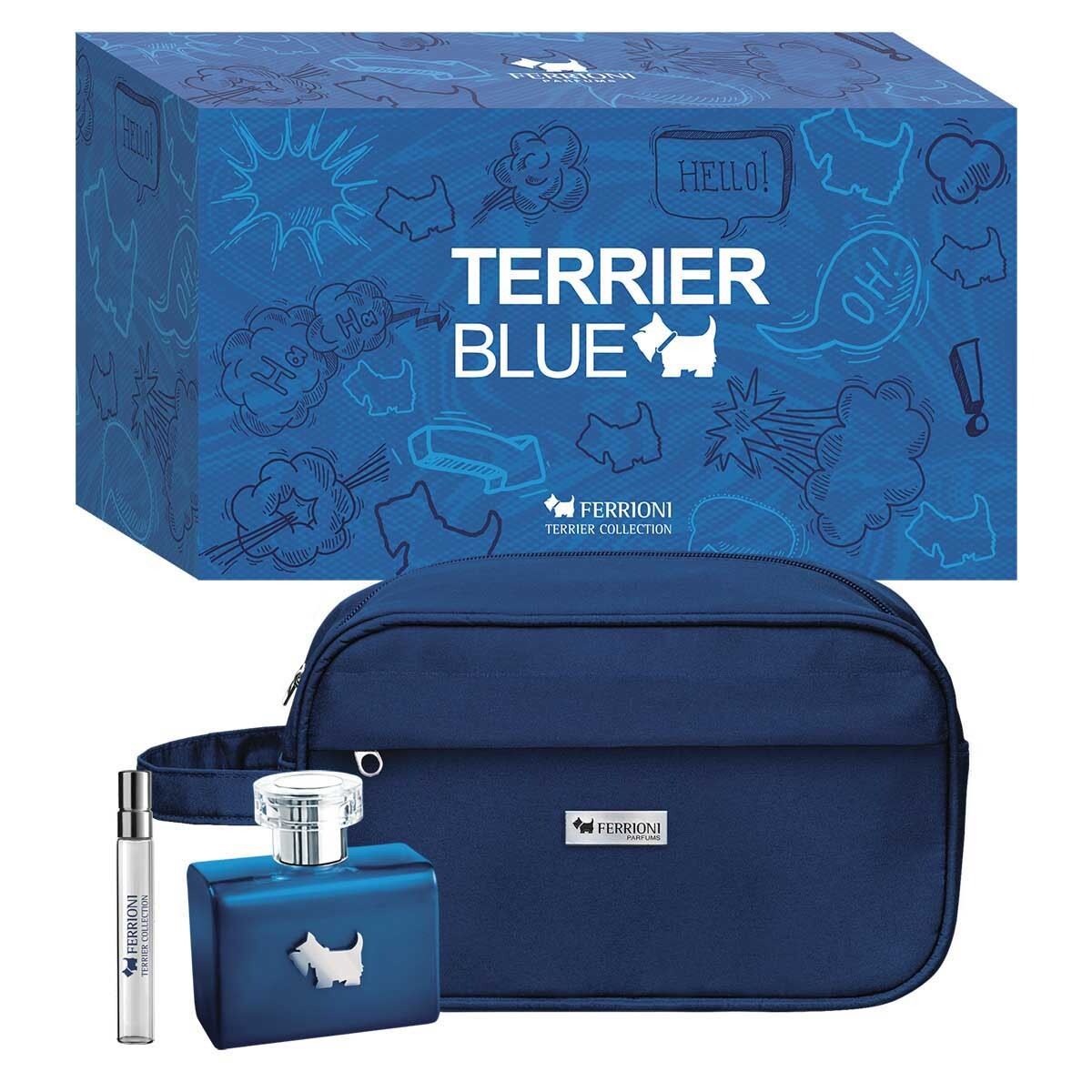 Estuche Fragancia para Hombre Ferrioni Blue EDT 100ml + Perfumero 10ml + Neceser