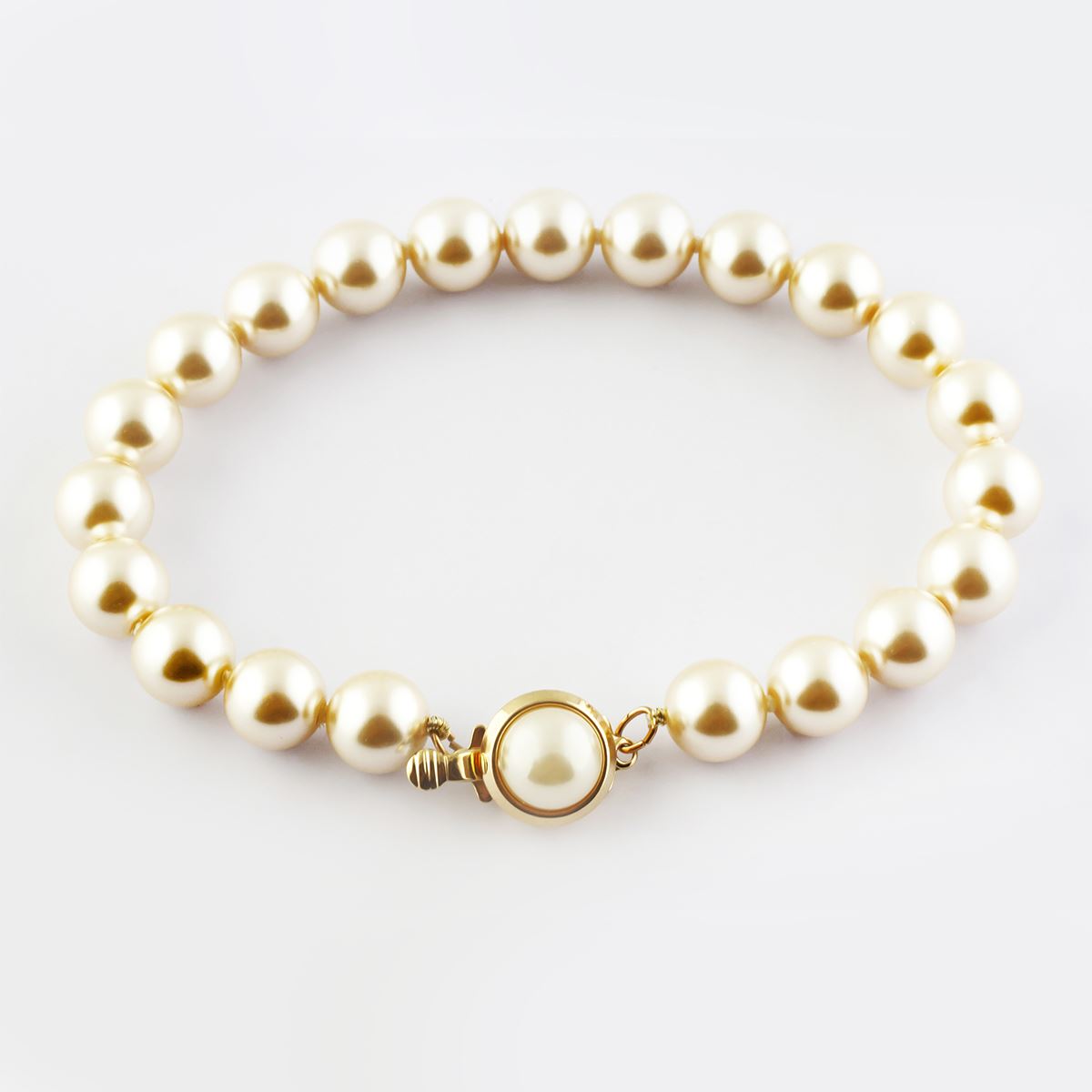 Pulsera Perla Nácar 8mm Chapa Madreperla