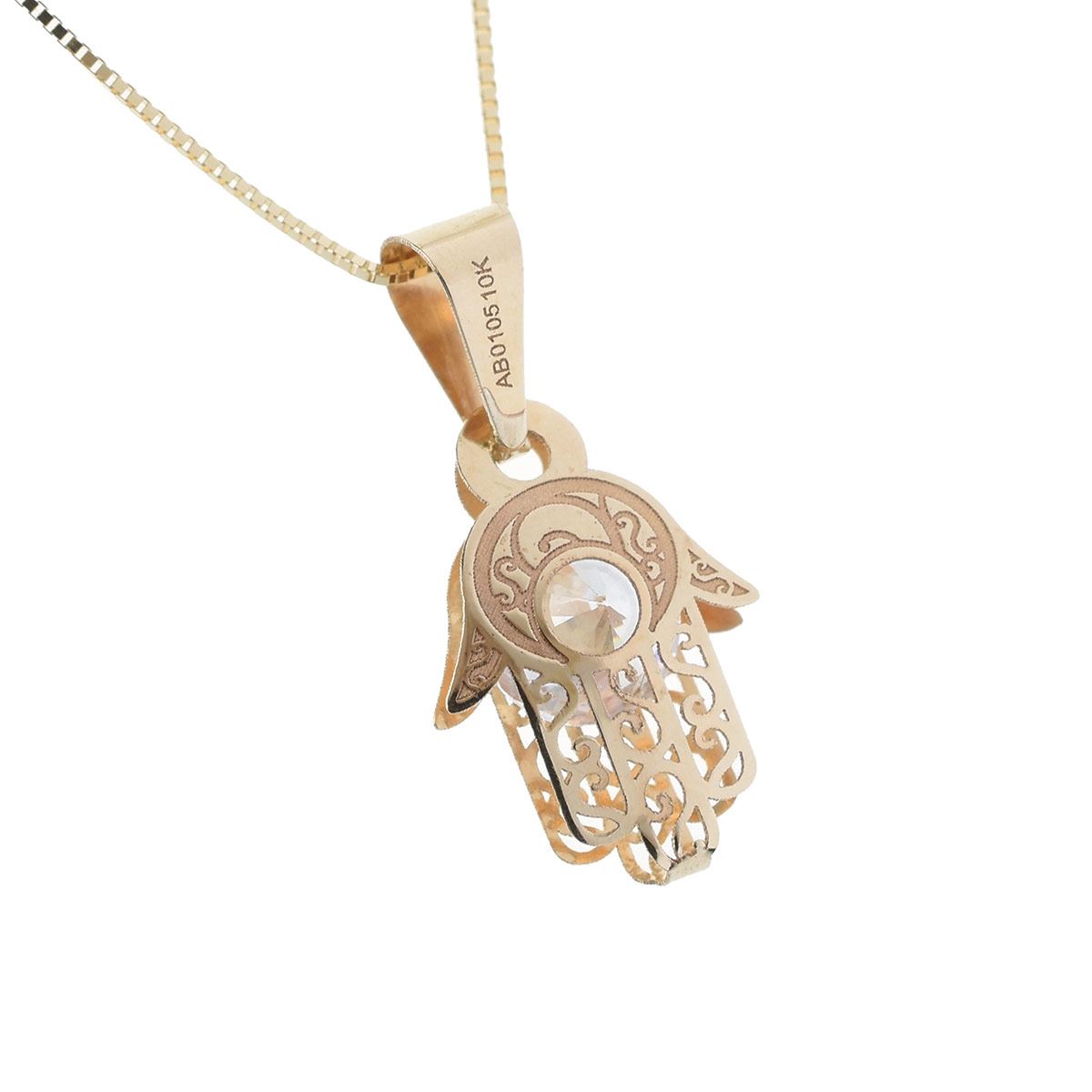 DIJE MANO DE FATIMA CON ZIRCONIAS ORO 14K