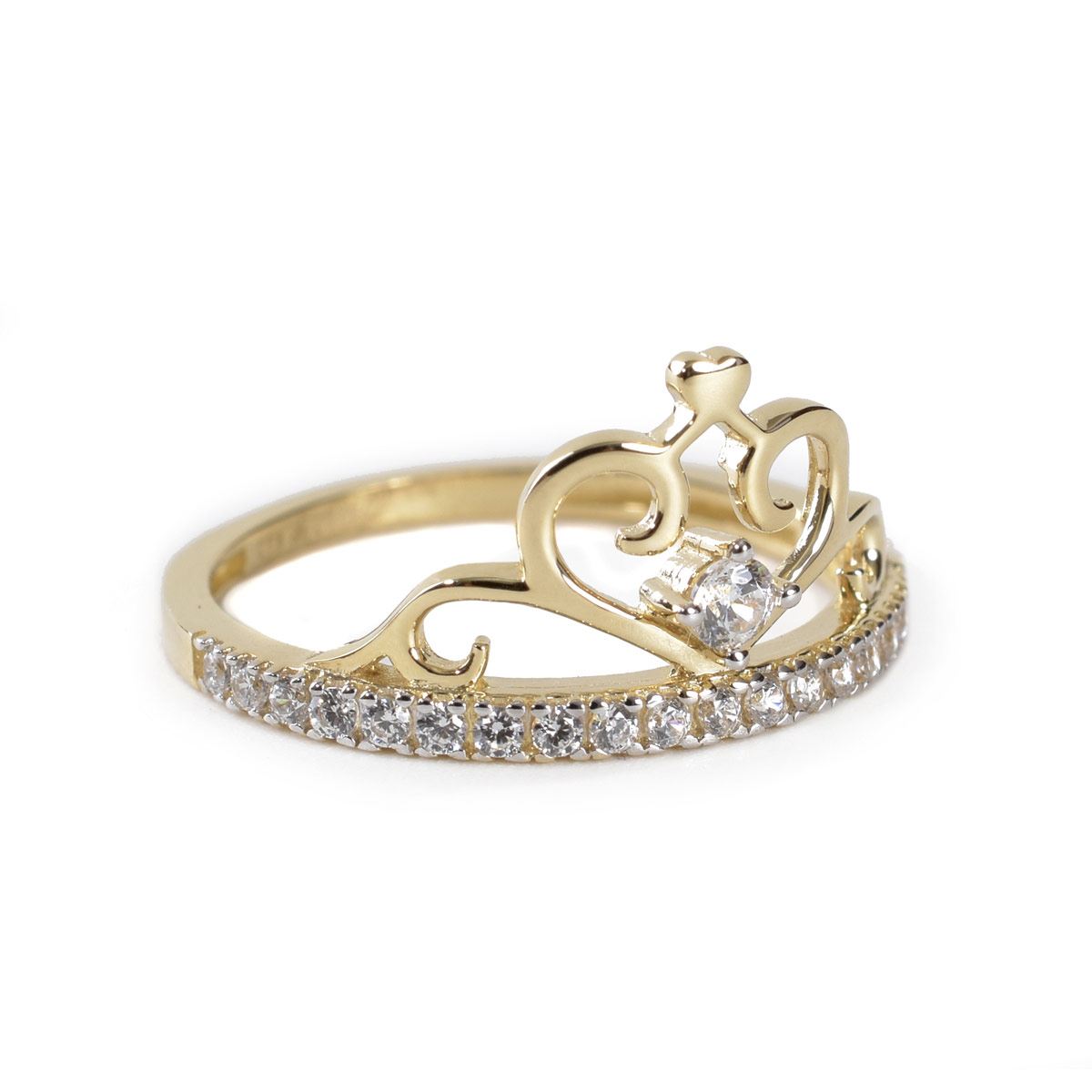 Anillo de Corona Condesa de Oro Amarillo y Zirconias DobleO