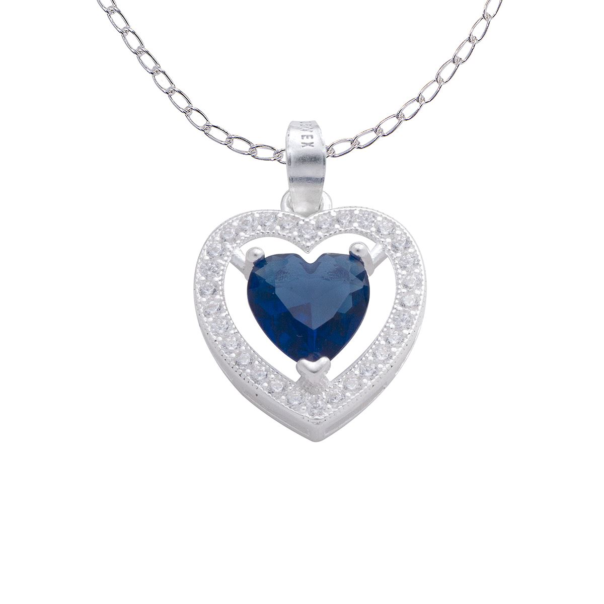 Collar con Dije de Corazón Piedra Azul Plata .925 Unlimited By Oro Boleado