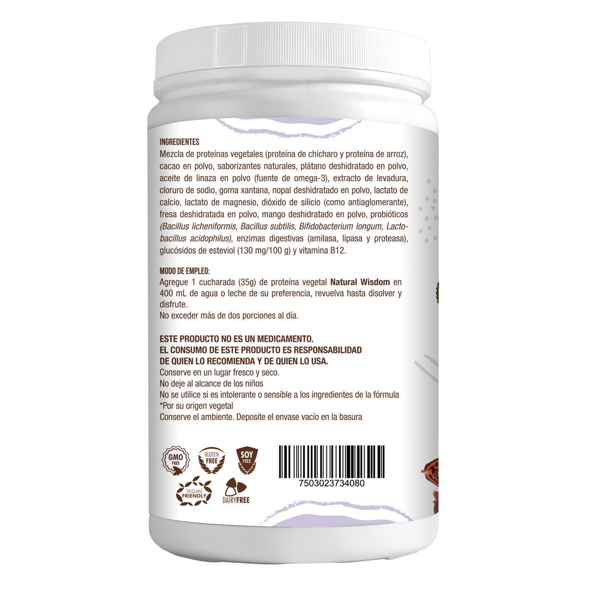Proteína Vegetal Chocolate 450g Natural Wisdom