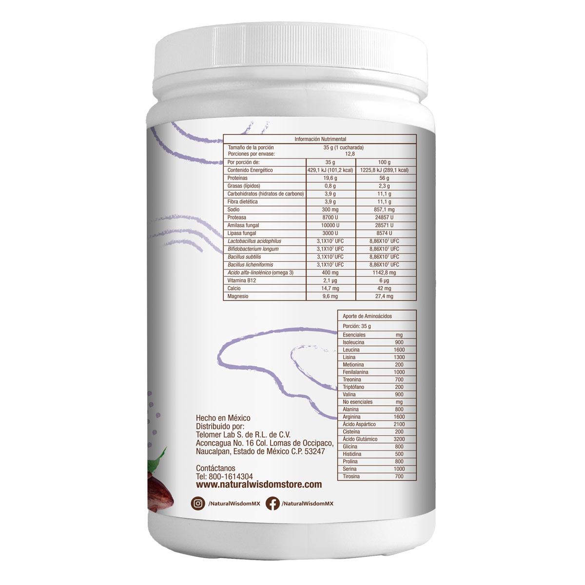 Proteína Vegetal Chocolate 450g Natural Wisdom