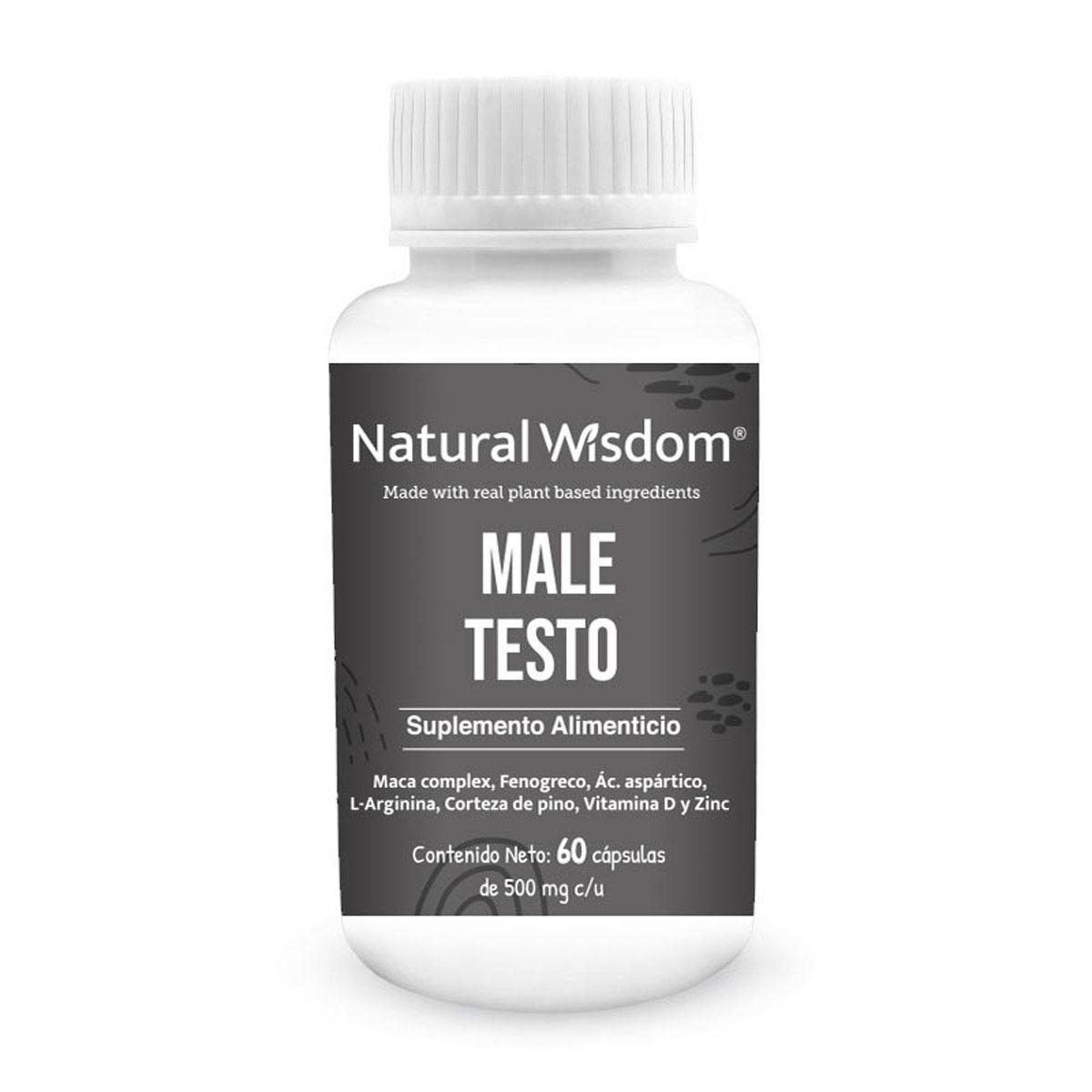 Male Testo 60 Caps Natural Wisdom Suplemento Alimenticio