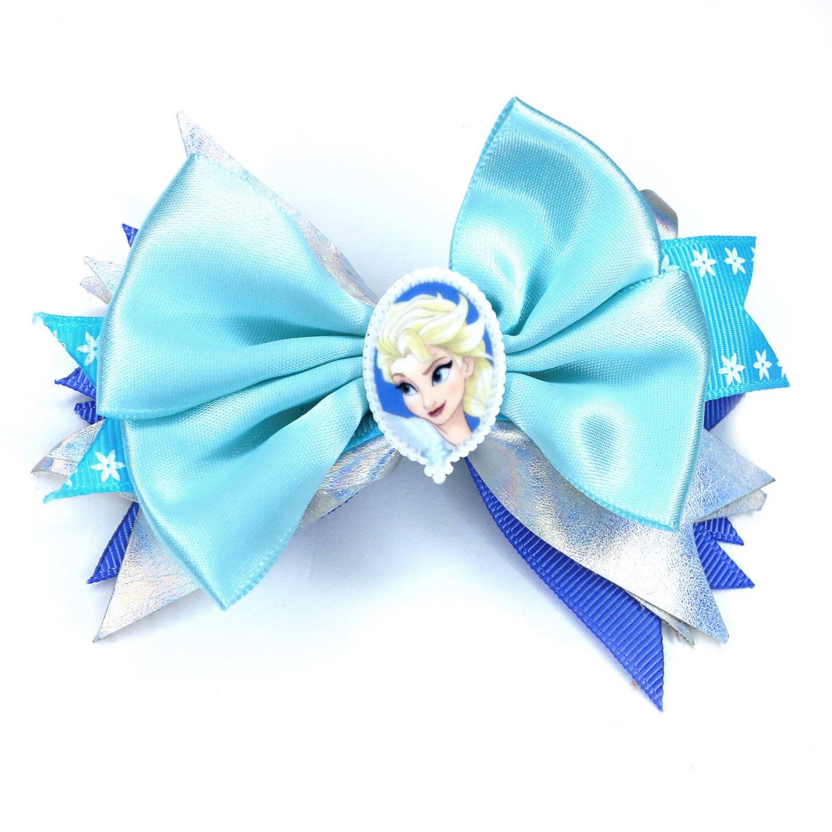 Moño Frozen De Satín Estampado Glitter Con Botón De Resina De Disney