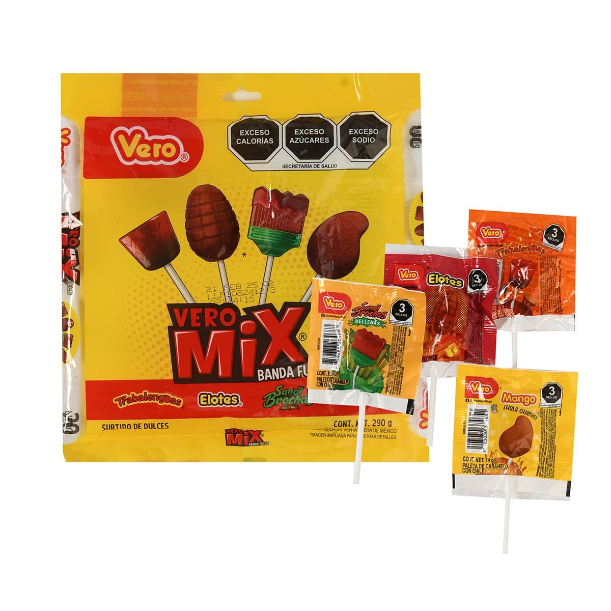 Paletas Caramelo Macizo Mix Banda Fuego 20 Piezas Vero