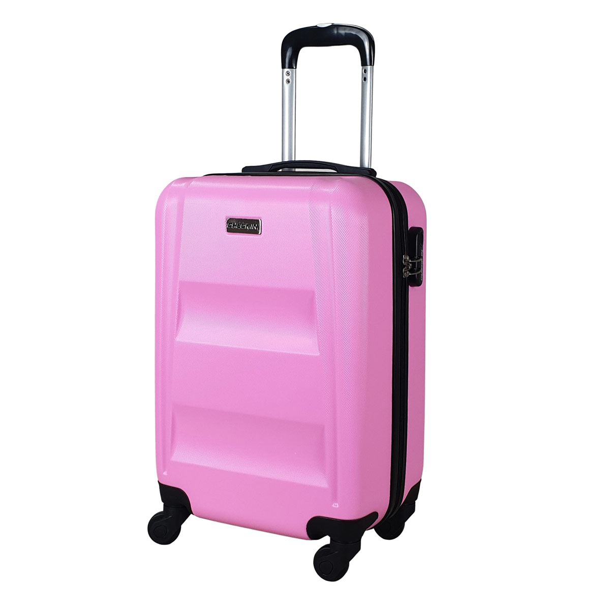 Maleta 18" Rosa CHECK IN, ABS,cerradura,4 Ruedas, trolley ajustable ...