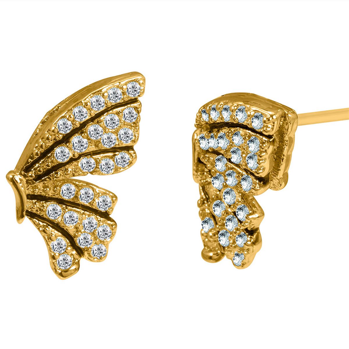 Arete Media Mariposa con Circonias en Chapa de Oro 18K Unlimited by OB