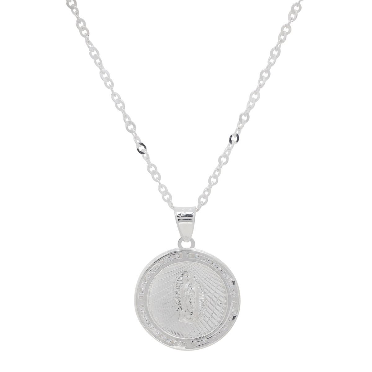 Cadena Con Medalla Virgen Grande Diamantada Bisel Con Zirconias Plata ...